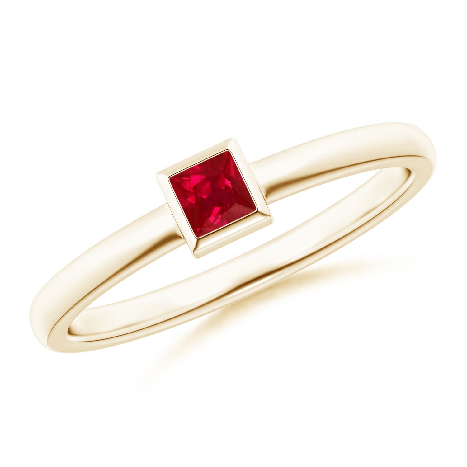 Bezel Set Solitaire Square Ruby Stackable Ring Angara Canada