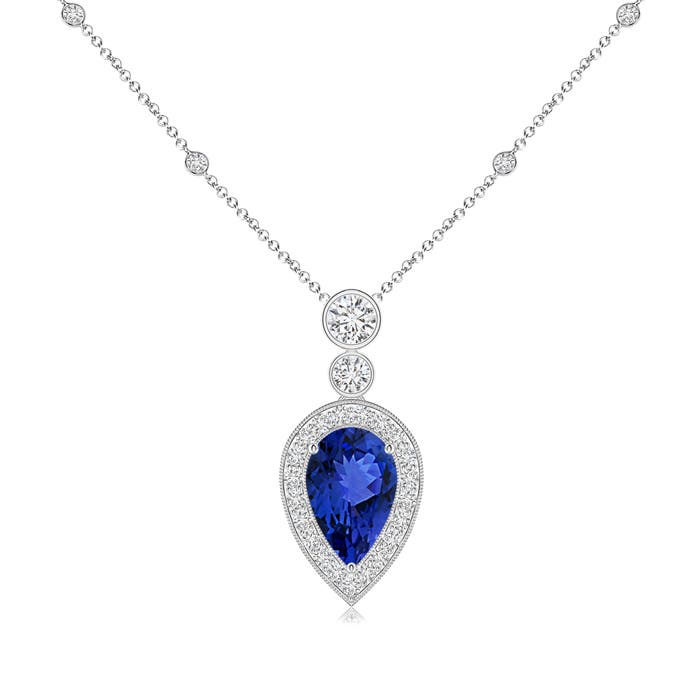 Inverted Pear Tanzanite Necklace With Diamonds Angara UK