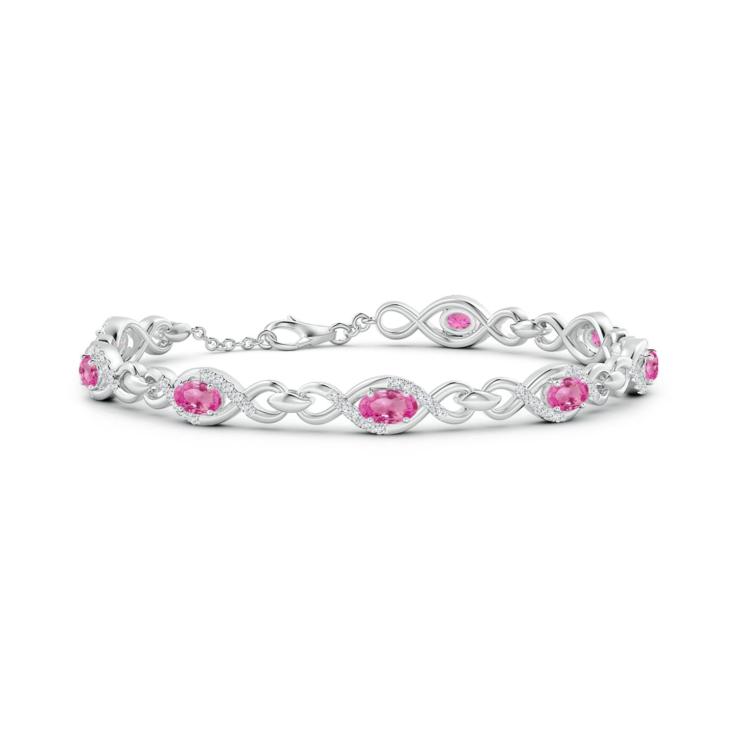 Oval Pink Sapphire Infinity Link Bracelet with Diamonds | Angara
