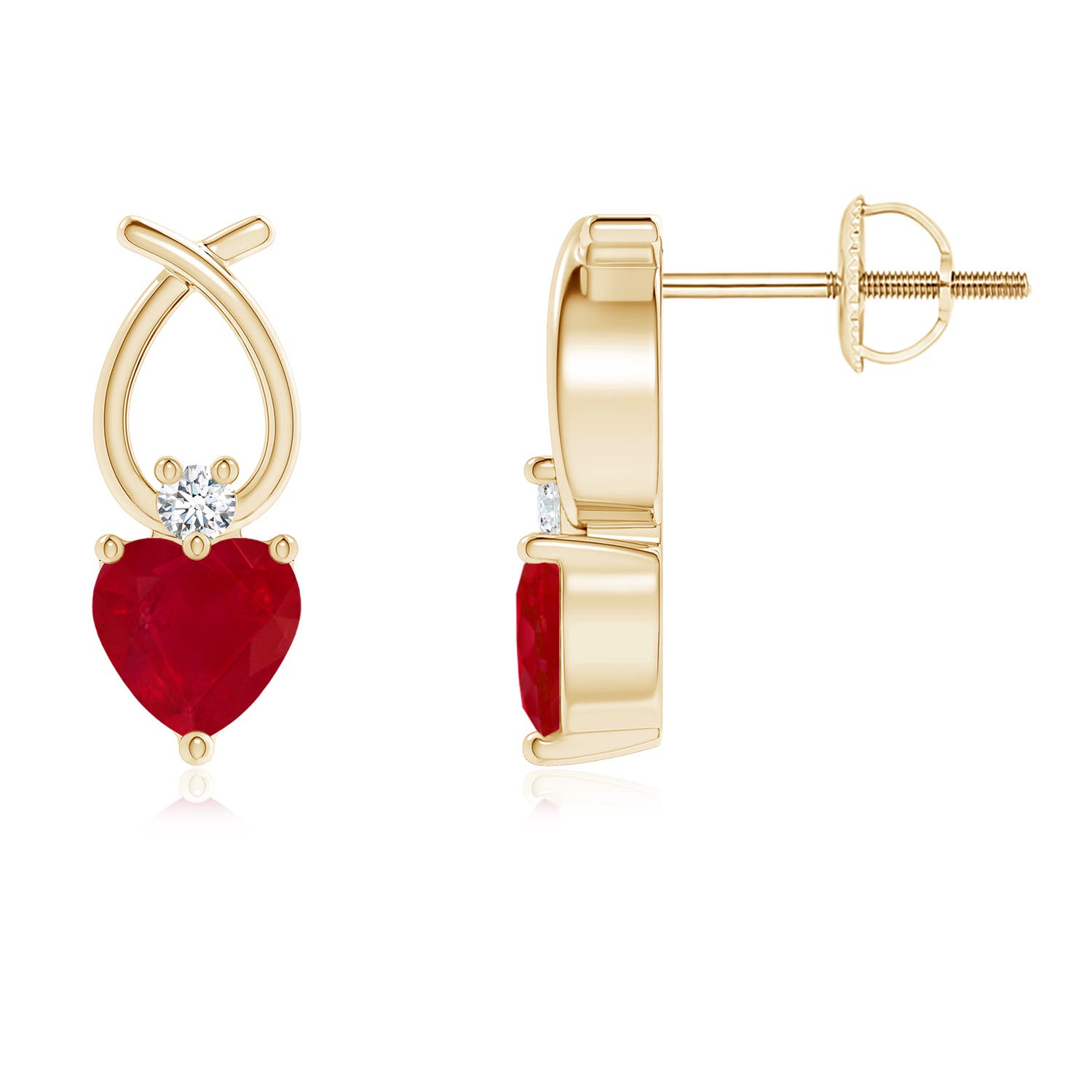 ANGARA Natural Ruby Heart Stud Earrings with Diamond for Women in 14K Gold (4MM) | eBay