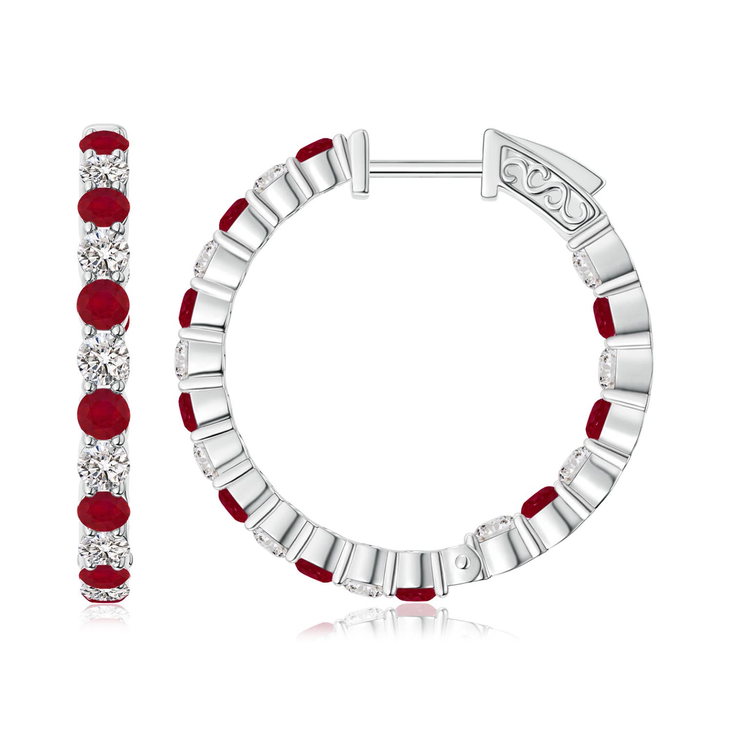 ANGARA Natural Ruby Hoops Earrings with Diamond in 14K Gold (Grade-AA, Size-2.1) | eBay