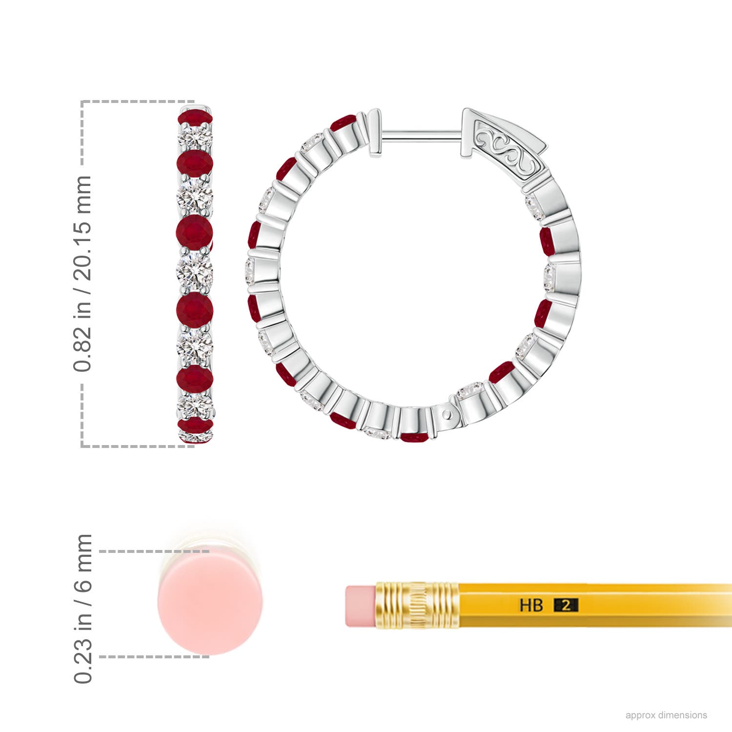 ANGARA Natural Ruby Hoops Earrings with Diamond in 14K Gold (Grade-AA ...