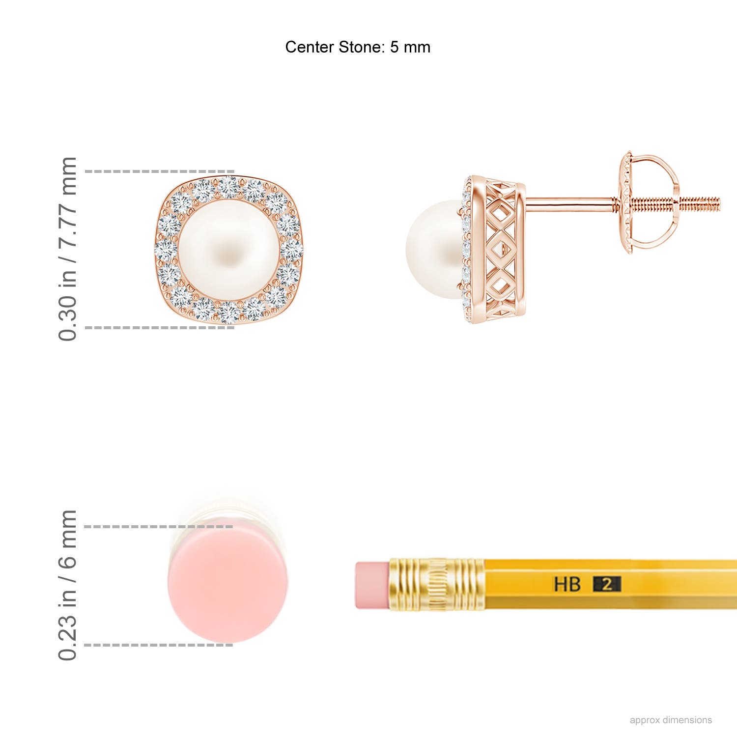 ANGARA Freshwater Cultured Pearl Earrings with Diamond in 14K Gold (AA, 5mm) | eBay