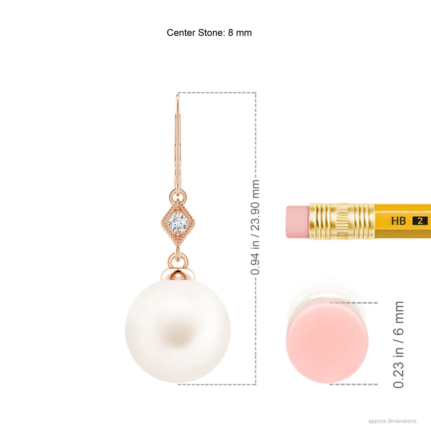 ANGARA Freshwater Cultured Pearl Dangle Earrings in 14K Gold (Grade-AA, 8mm) | eBay