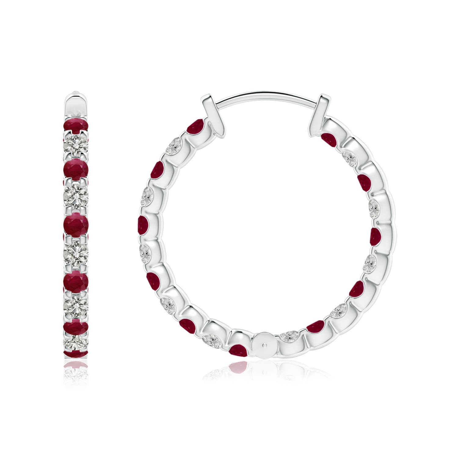 ANGARA Ruby Hoops Earrings in 14k Solid Gold (Grade-A, 1.7mm) | eBay