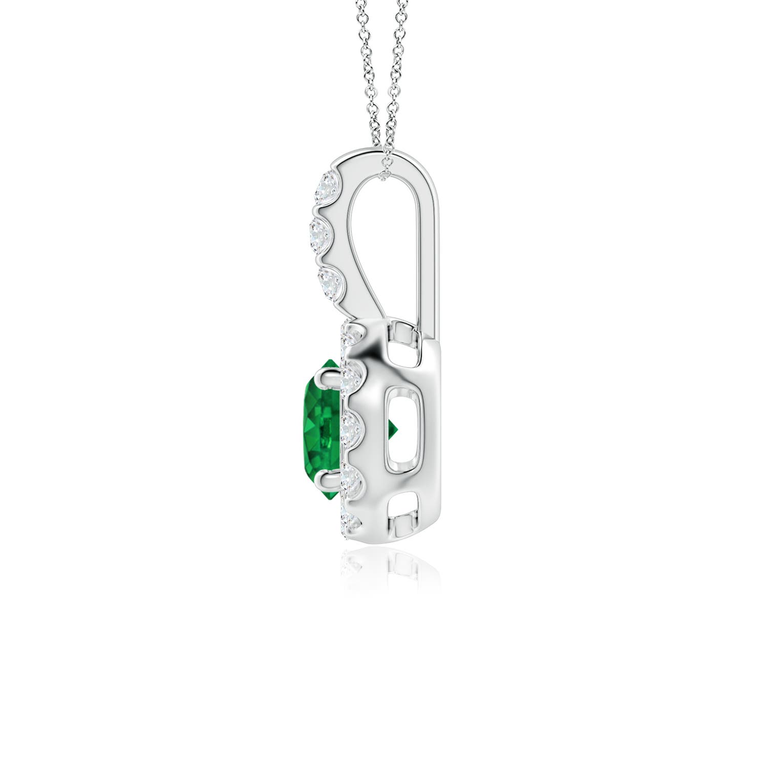 ANGARA Emerald Pendant with Bar-Set Diamond Halo in 14K Gold (Grade-AAA ...