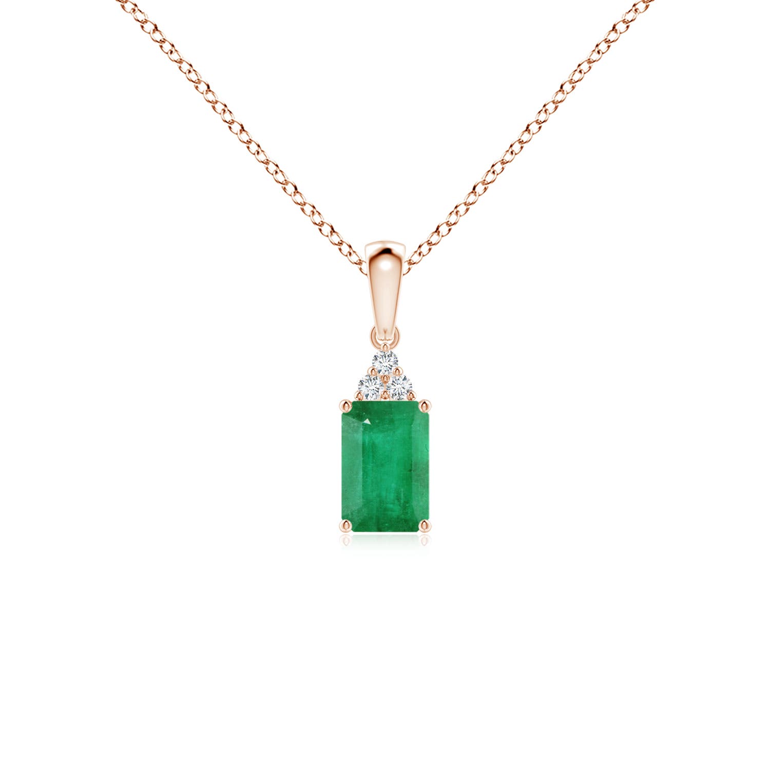 ANGARA Emerald-Cut Emerald Pendant with Diamond Trio in 14K Gold | 18 ...