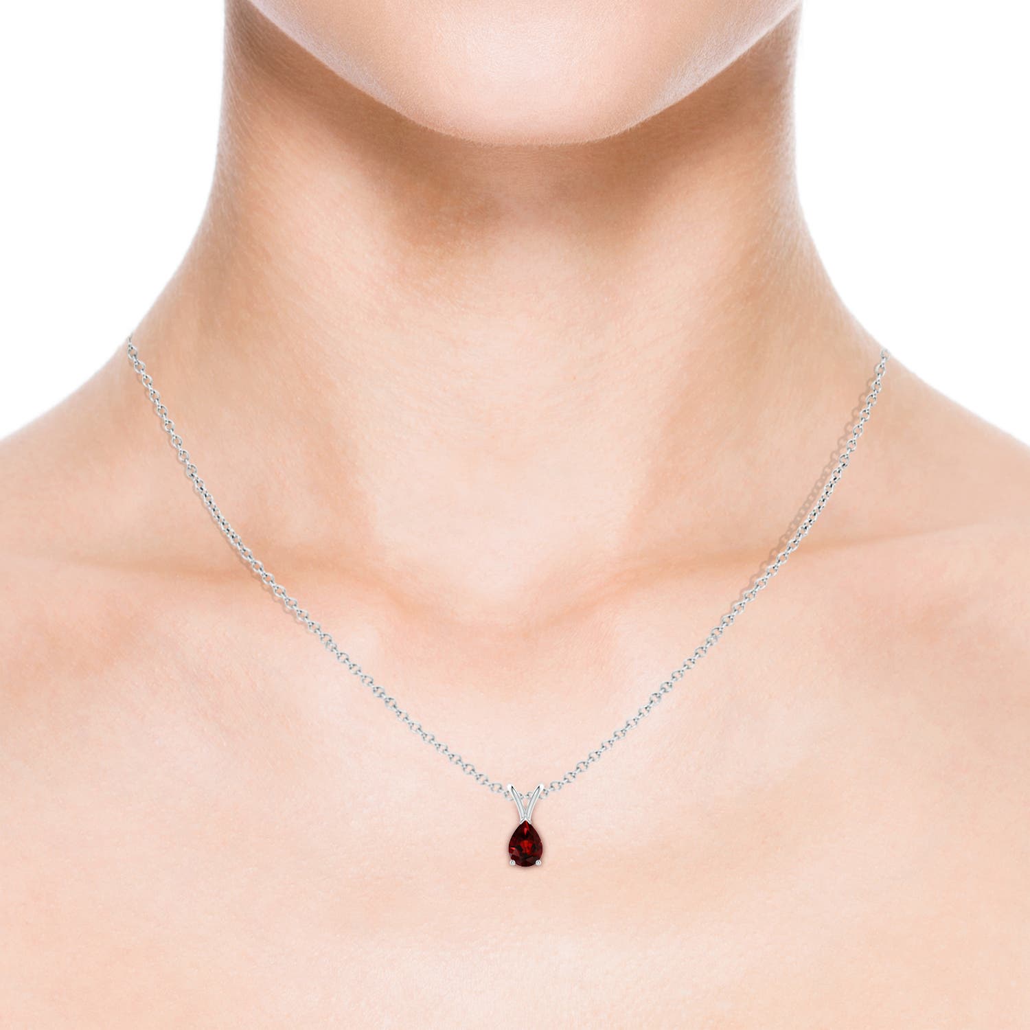 ANGARA V-Bale Pear-Shaped Garnet Solitaire Pendant in 14K Solid Gold ...