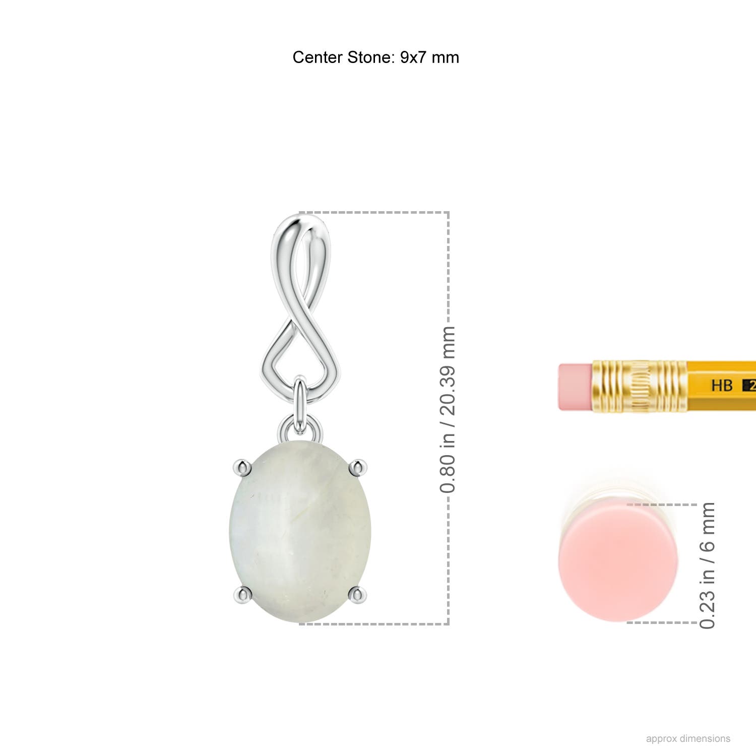 ANGARA 9x7mm Natural Moonstone Dangle Pendant with Infinity Loop Bale in Silver | eBay