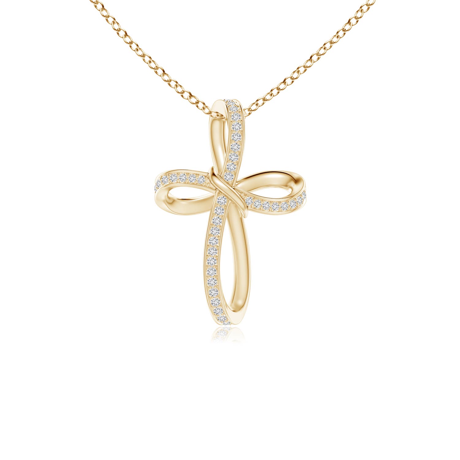 ANGARA Diamond Infinity Cross Pendant Necklace in 14K Gold (HSI2, 0.16 ...