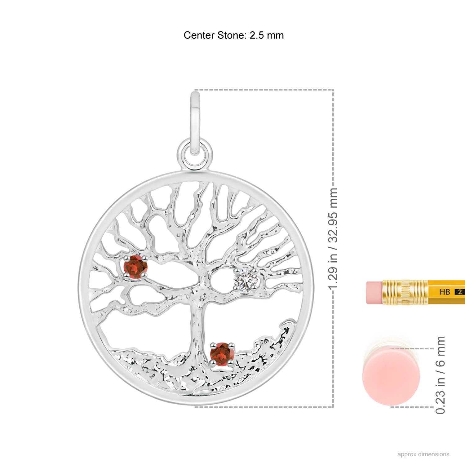 ANGARA 2.5mm Natural Garnet & Diamond Family Tree Pendant for Mom in ...