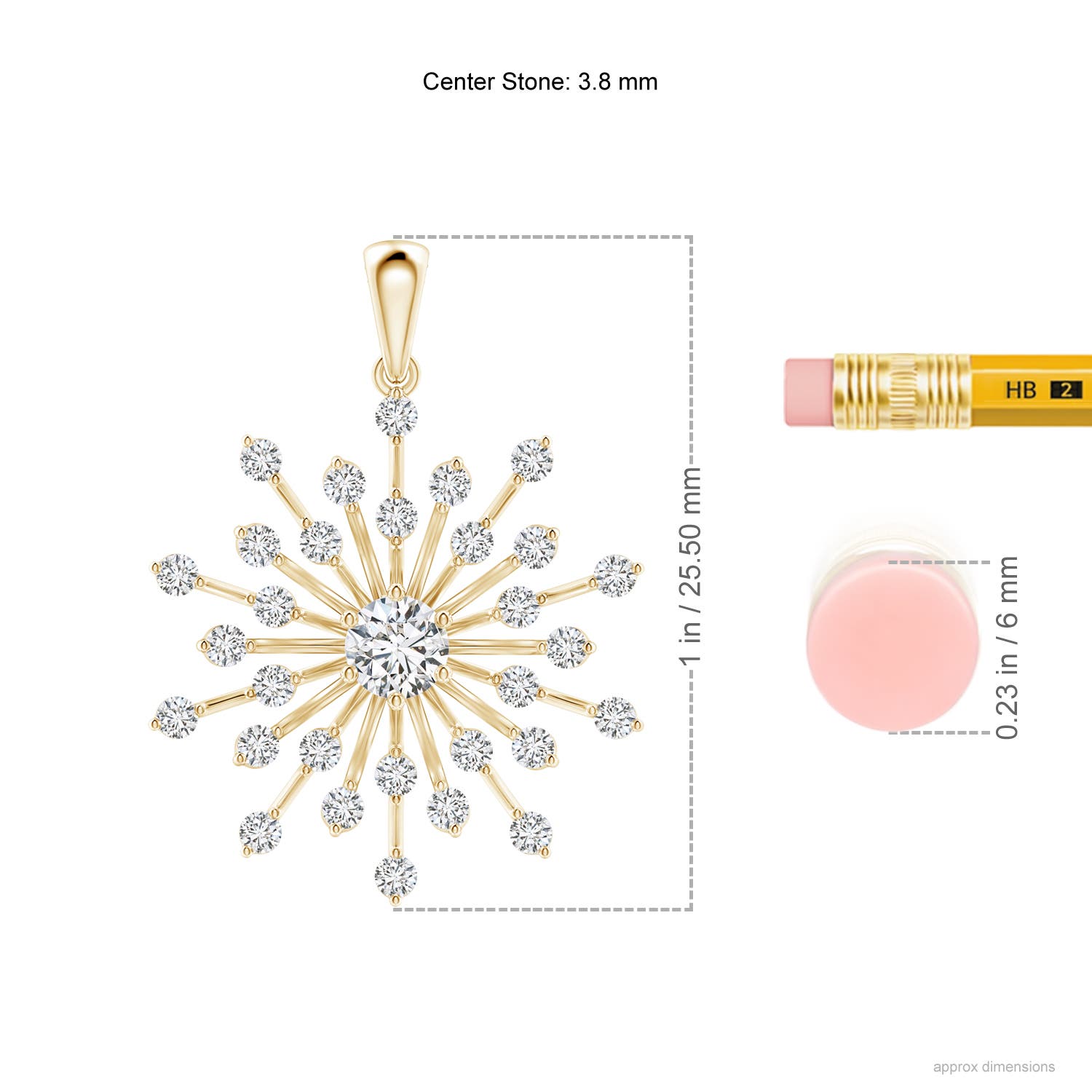 ANGARA Natural Diamond Sunburst Pendant Necklace in 14K Gold (HSI2, 0. ...