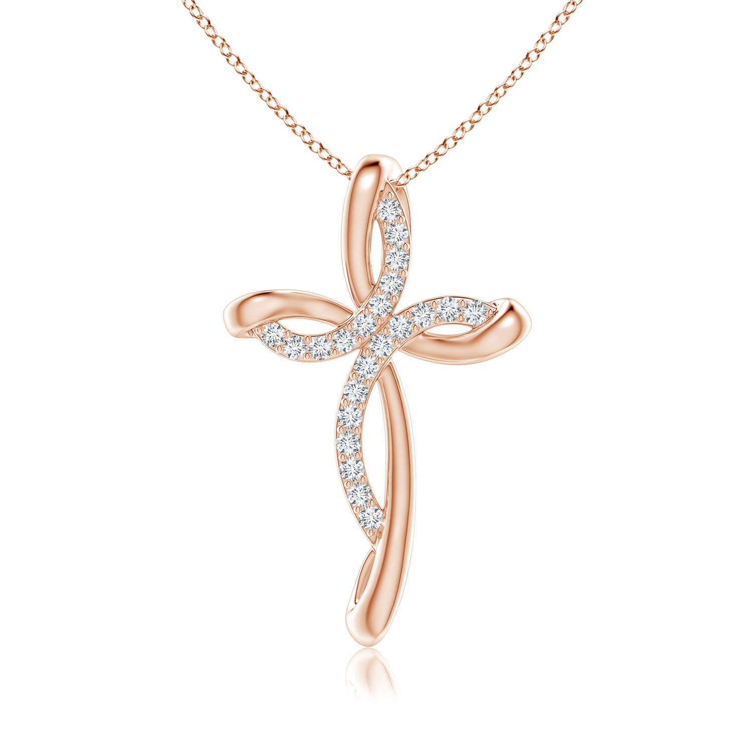 ANGARA 0.2ctw Natural Diamond Ribbon Cross Pendant Necklace in 14K Gold ...