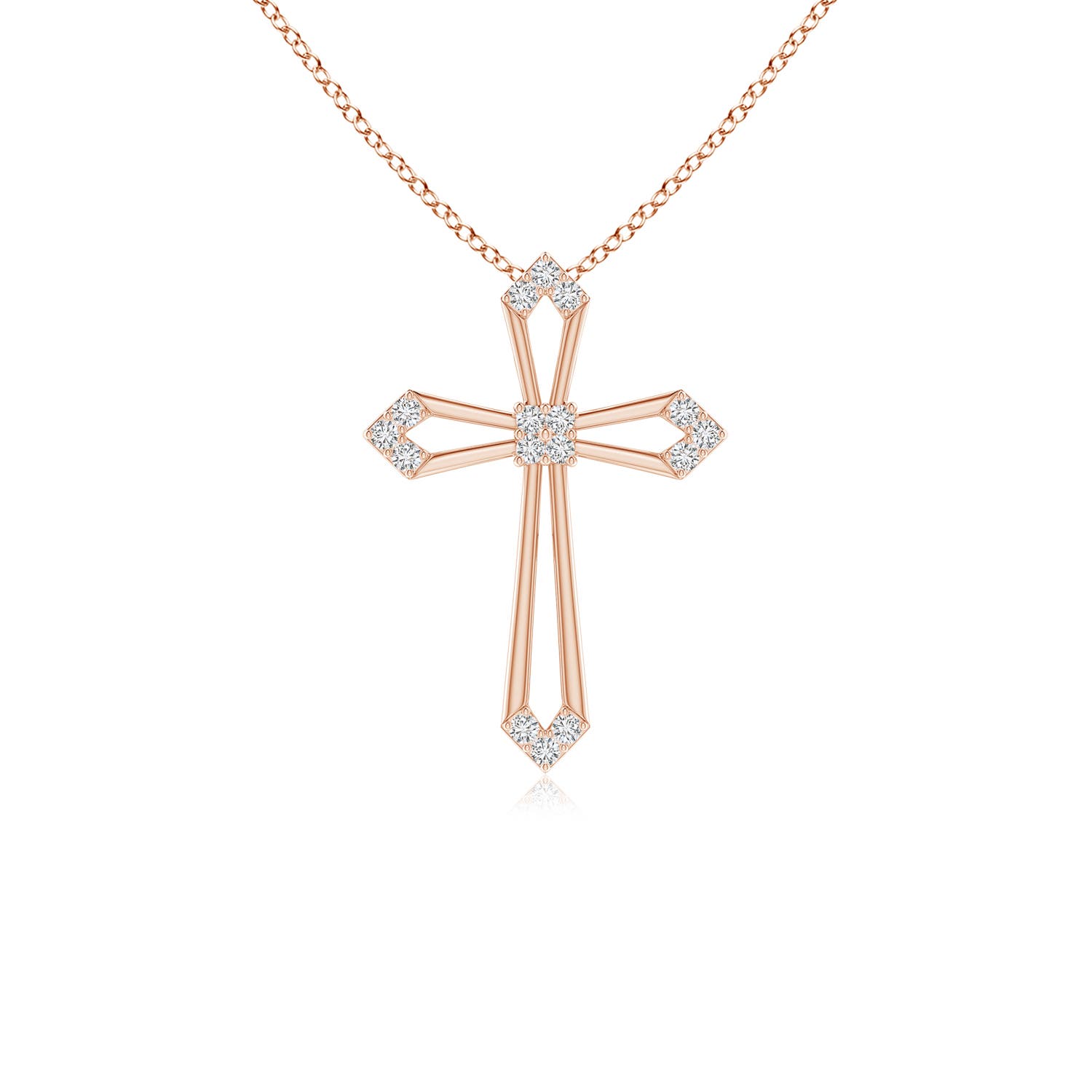 ANGARA 0.08ctw Diamond Pointed Open Cross Pendant Necklace in 14K Gold ...