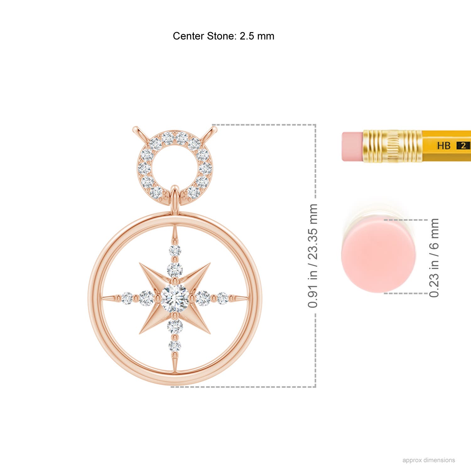 ANGARA Natural Diamond Compass Pendant Necklace in 14K Gold (GVS2, 0.21 ...