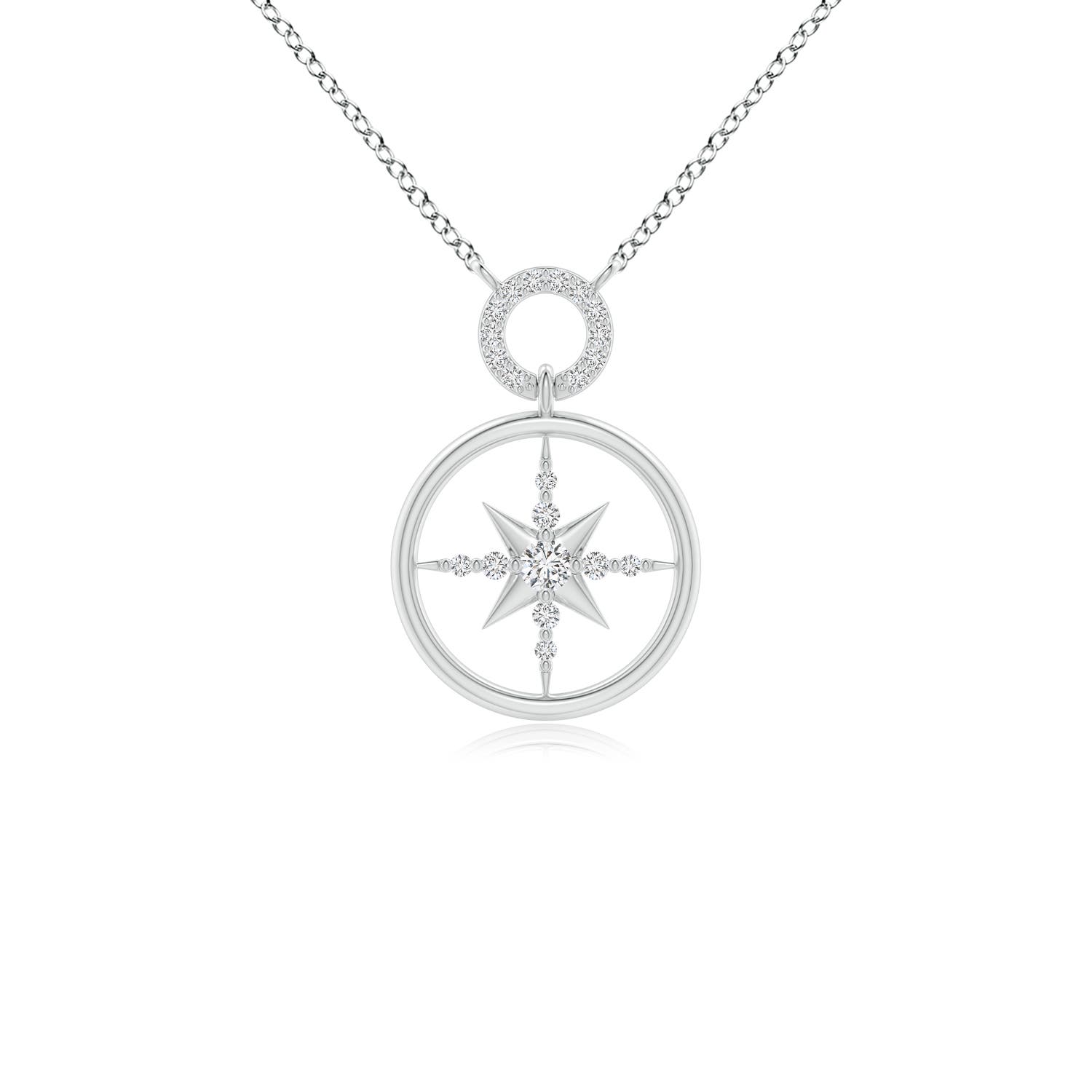 ANGARA Natural Diamond Compass Pendant Necklace in 14K Gold (HSI2, 0.21 ...