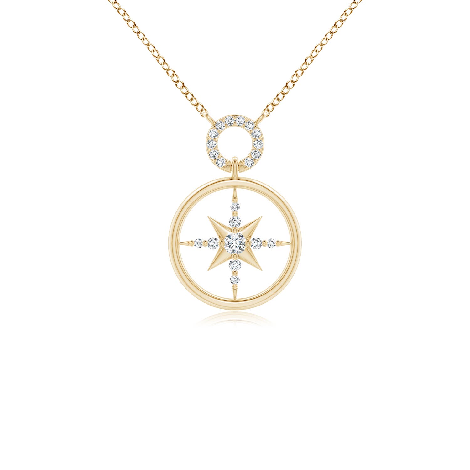 ANGARA Natural Diamond Compass Pendant Necklace in 14K Gold (GVS2, 0.21 ...