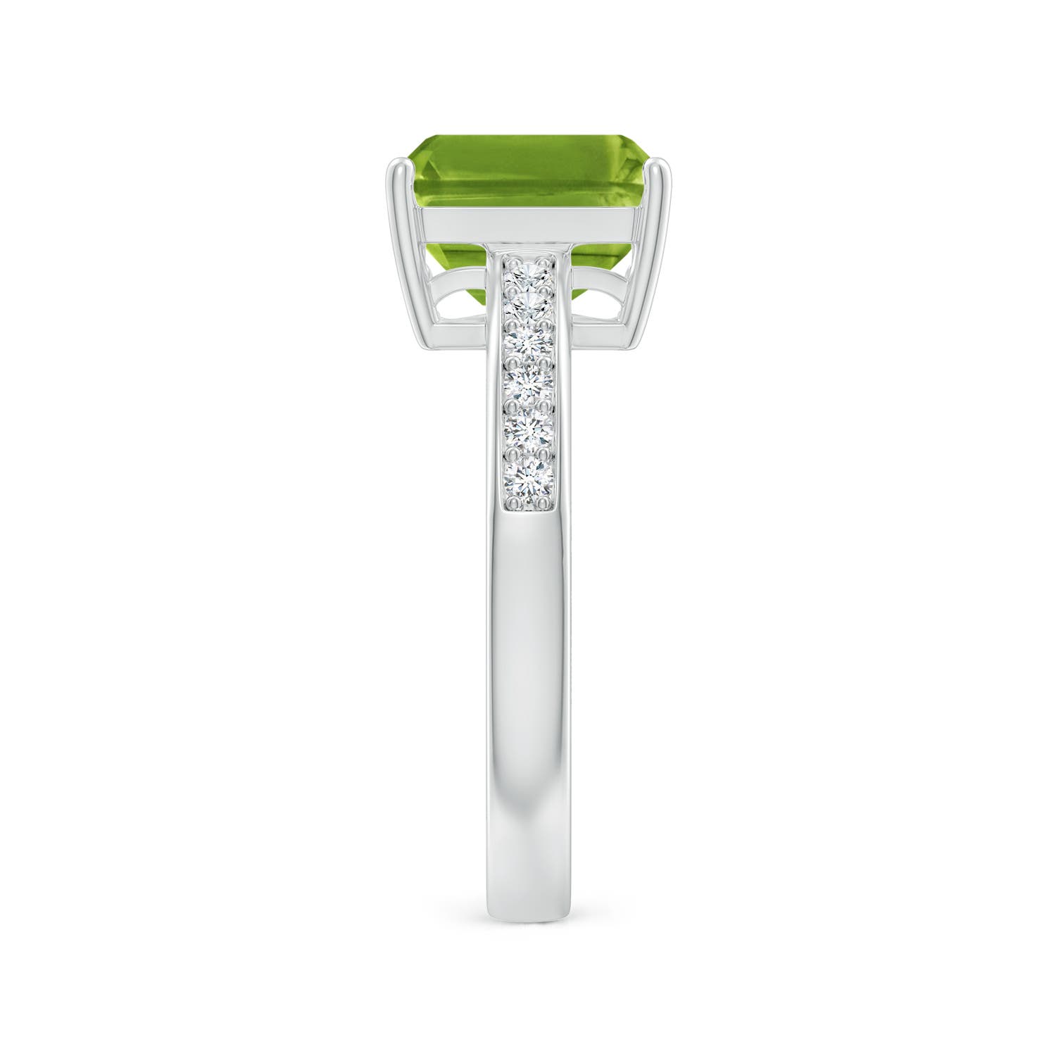 ANGARA Octagonal Peridot Cocktail Ring with Diamonds for Women in 14K ...