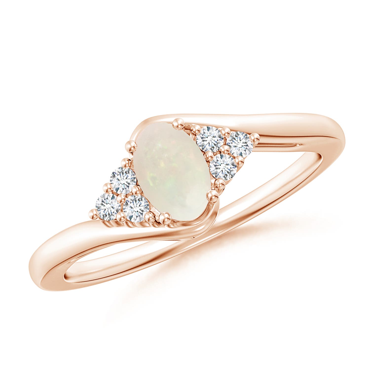 ANGARA Oval Opal Bypass Ring with Trio Diamond in 14K Gold (Grade-A, Size-6x4) | eBay