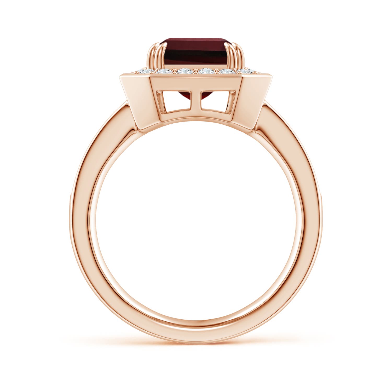 ANGARA Emerald-Cut Garnet Engagement Ring with Diamond Halo in 14k ...