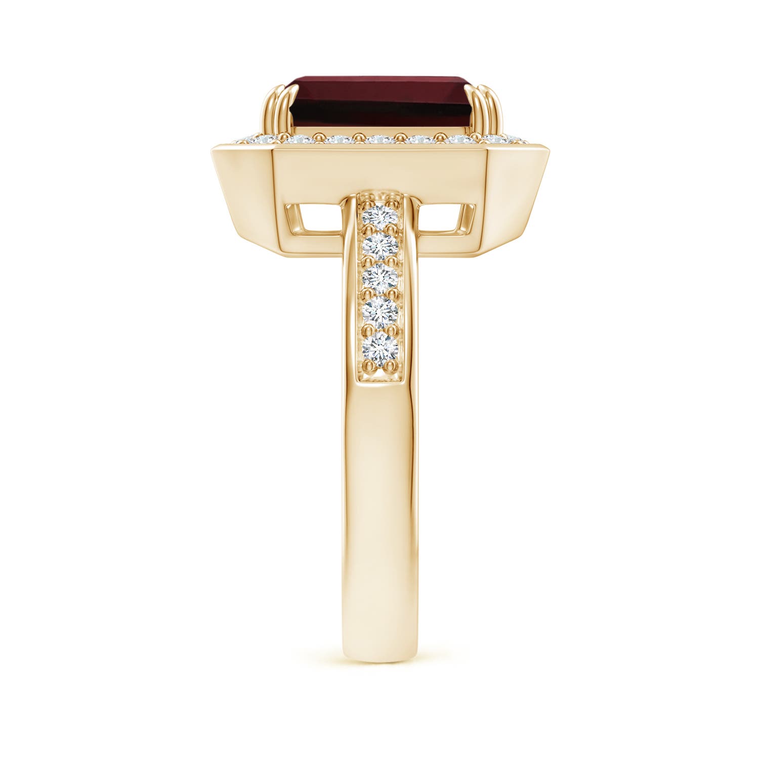 ANGARA Emerald-Cut Garnet Engagement Ring with Diamond Halo in 14k ...