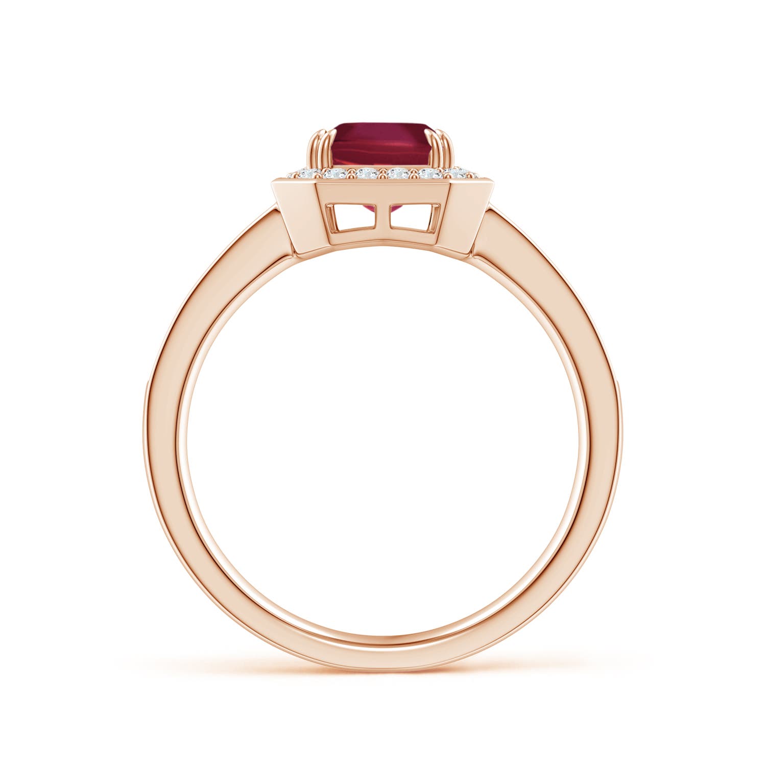ANGARA Emerald-Cut Ruby Engagement Ring with Diamond Halo for Women in ...