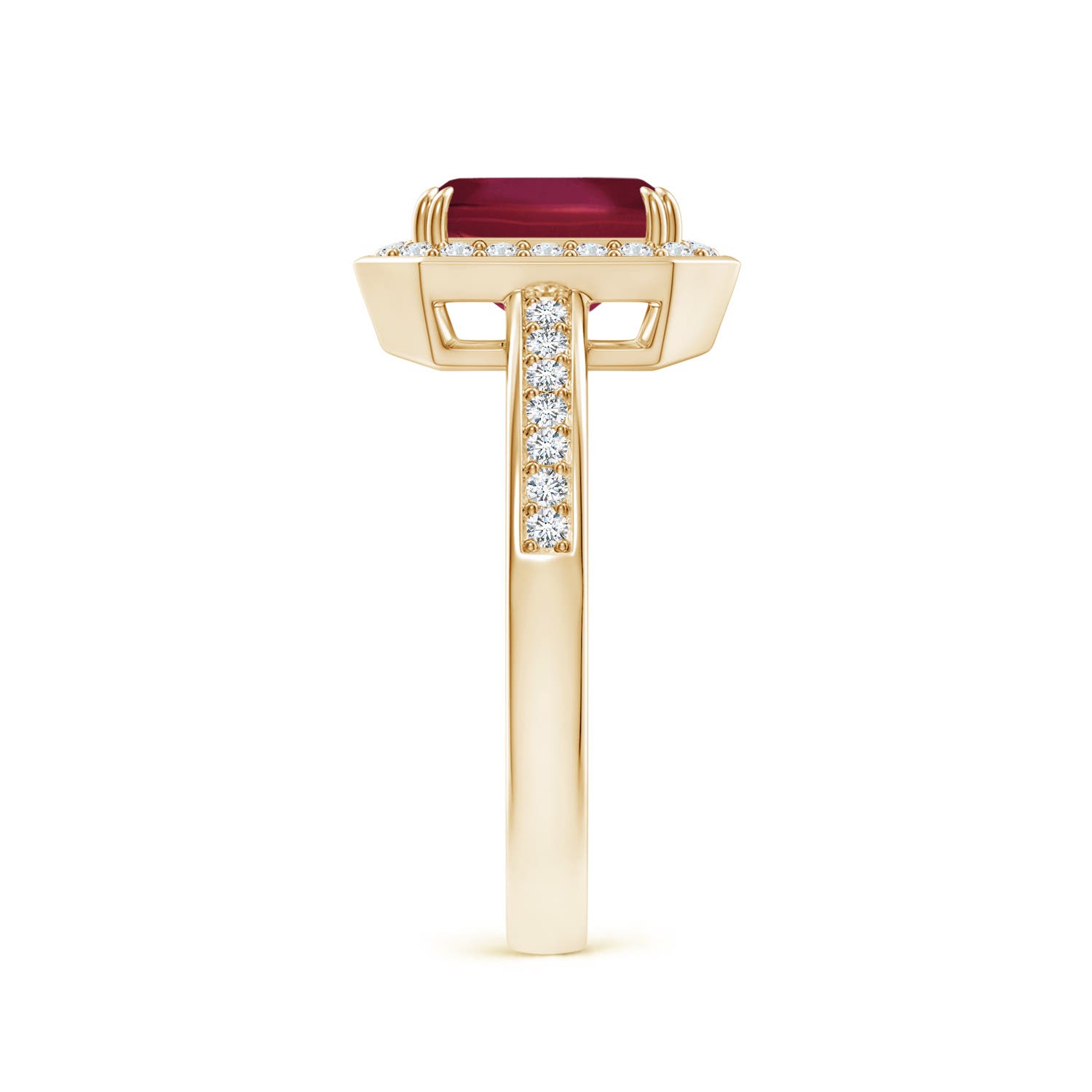 ANGARA Emerald-Cut Ruby Engagement Ring with Diamond Halo for Women in ...