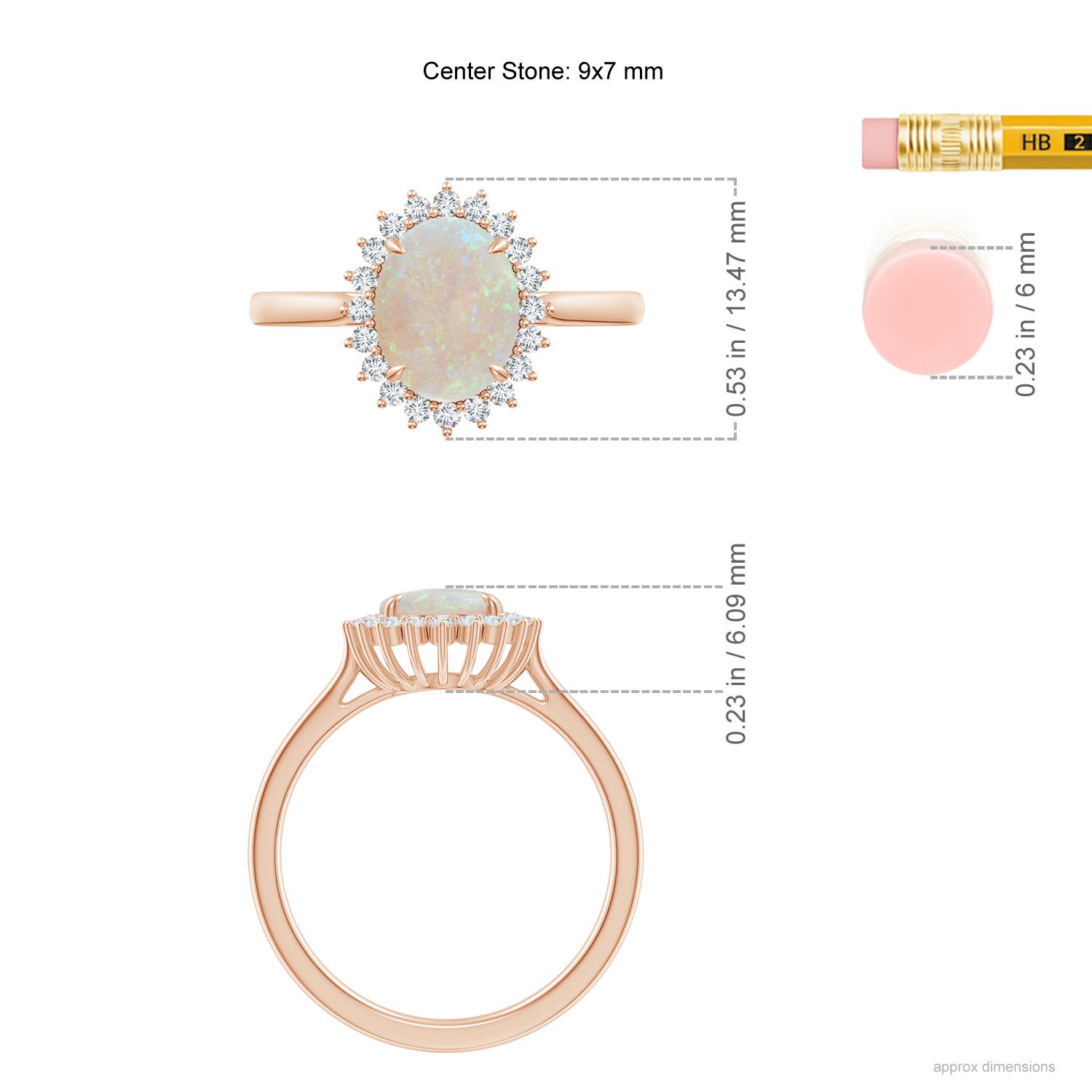 ANGARA Classic Oval Opal Floral Halo Ring in 14k Solid Gold (Grade-AA ...