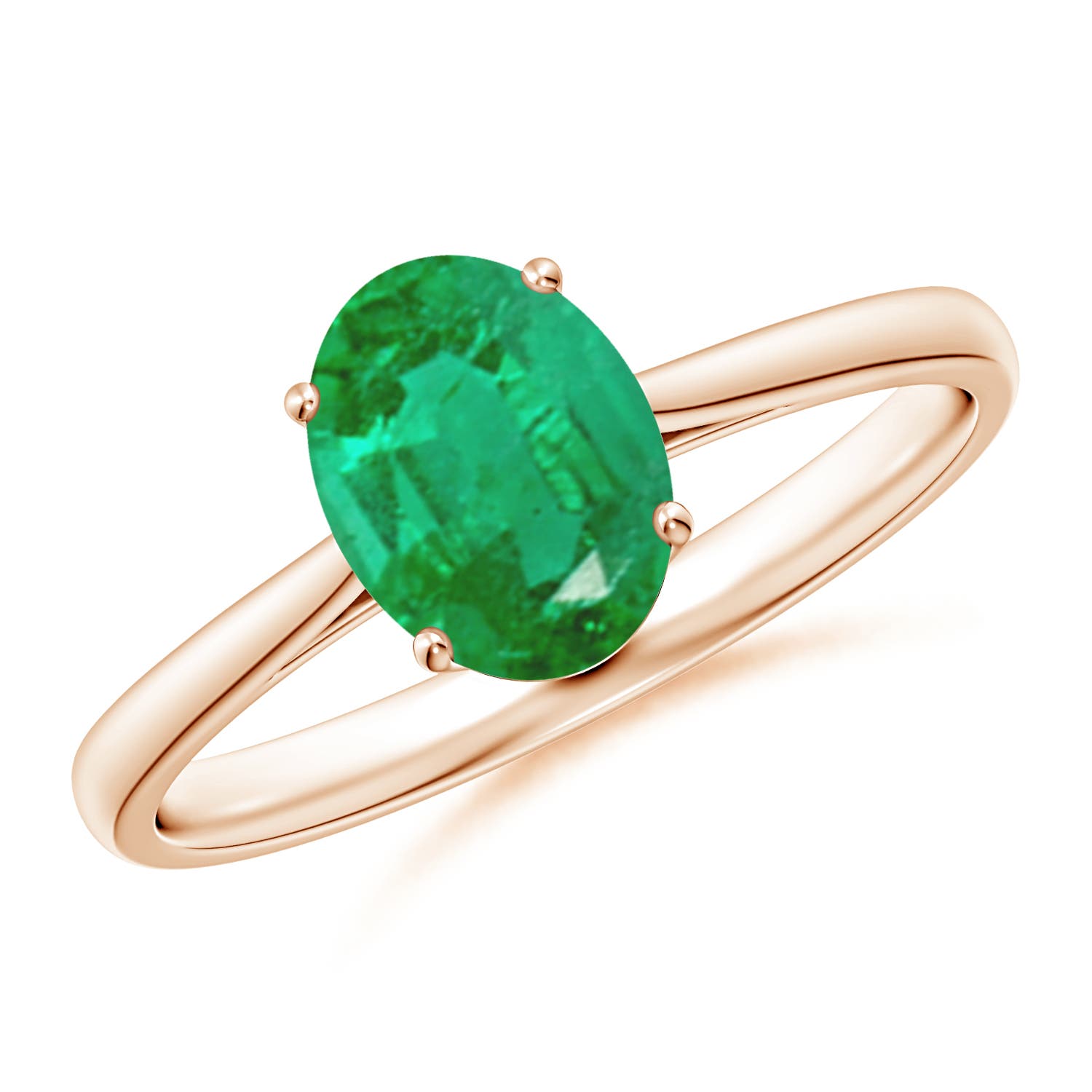 ANGARA Oval Solitaire Emerald Cocktail Ring for Women, Girls in 14K Solid Gold | eBay