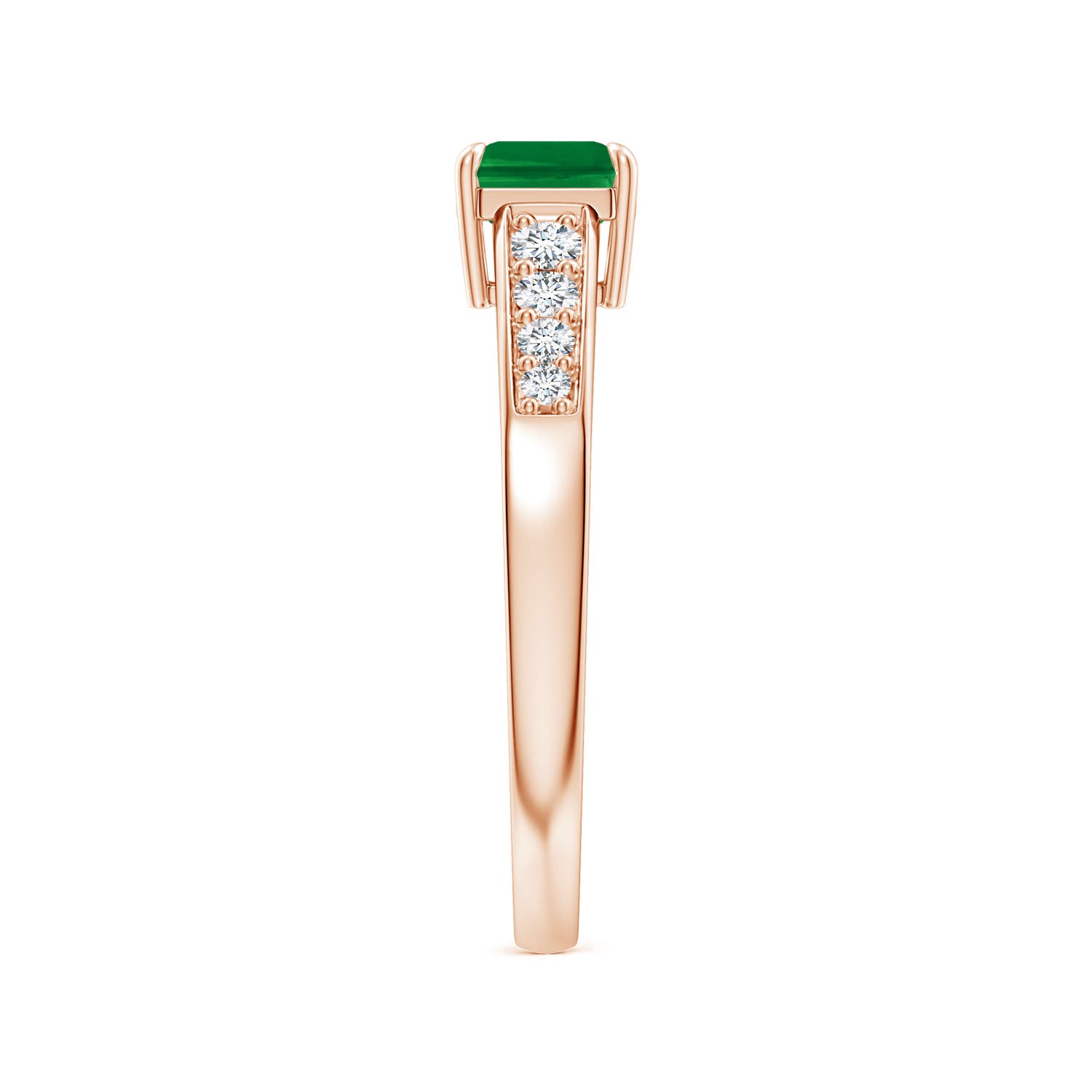 ANGARA East West Emerald-Cut Emerald Solitaire Ring with Diamond ...