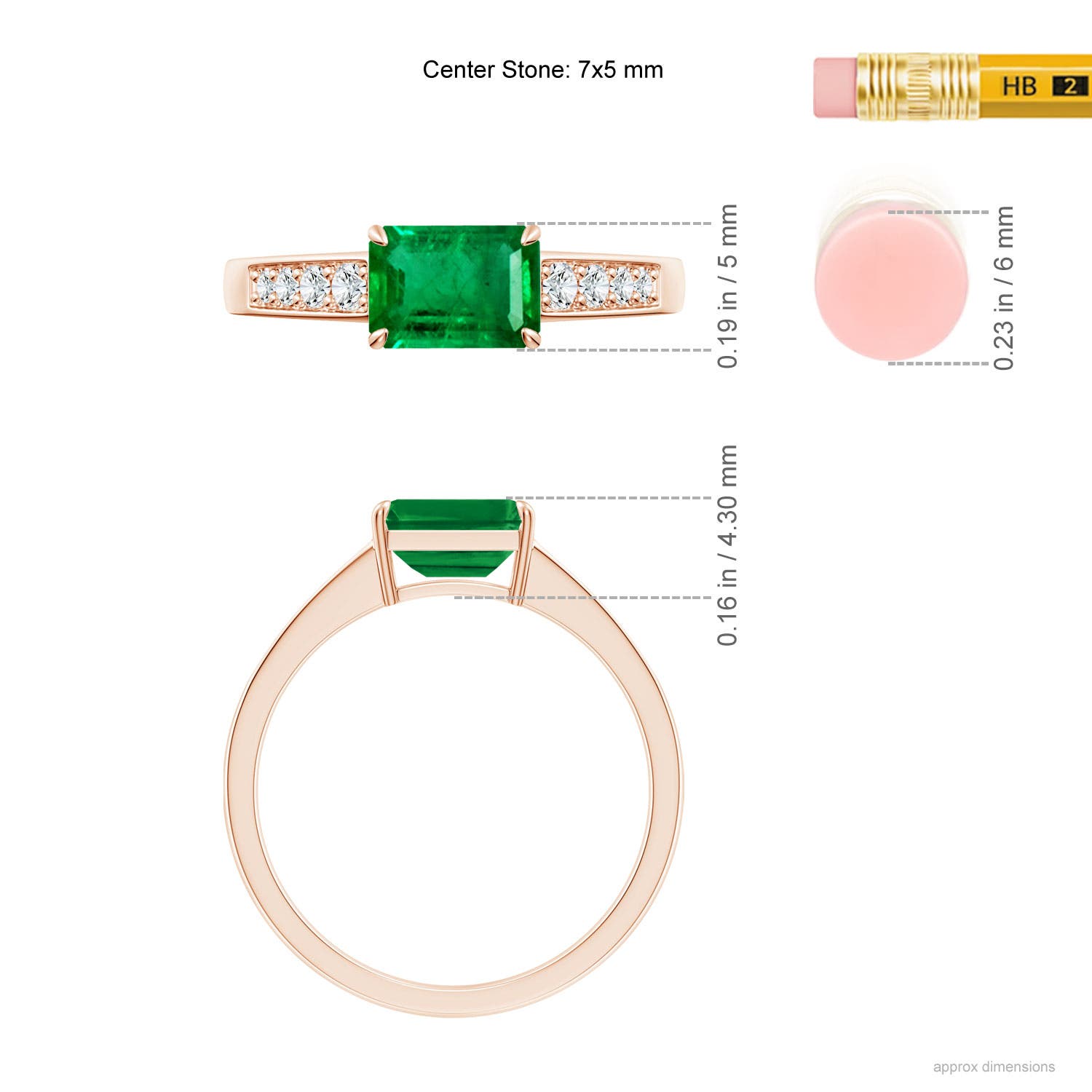 ANGARA East West Emerald-Cut Emerald Solitaire Ring with Diamond ...
