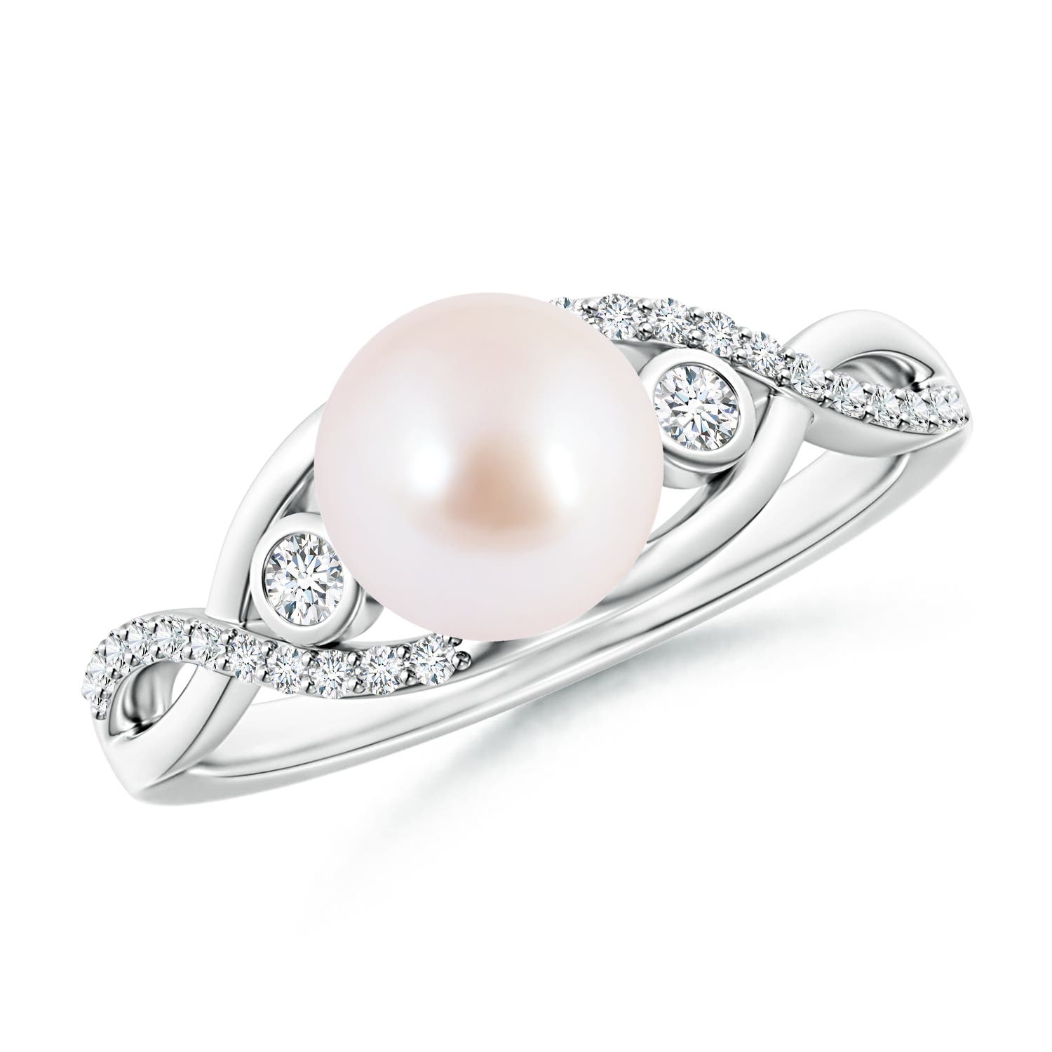 Japanese Akoya Pearl and Diamond Infinity Ring | Angara