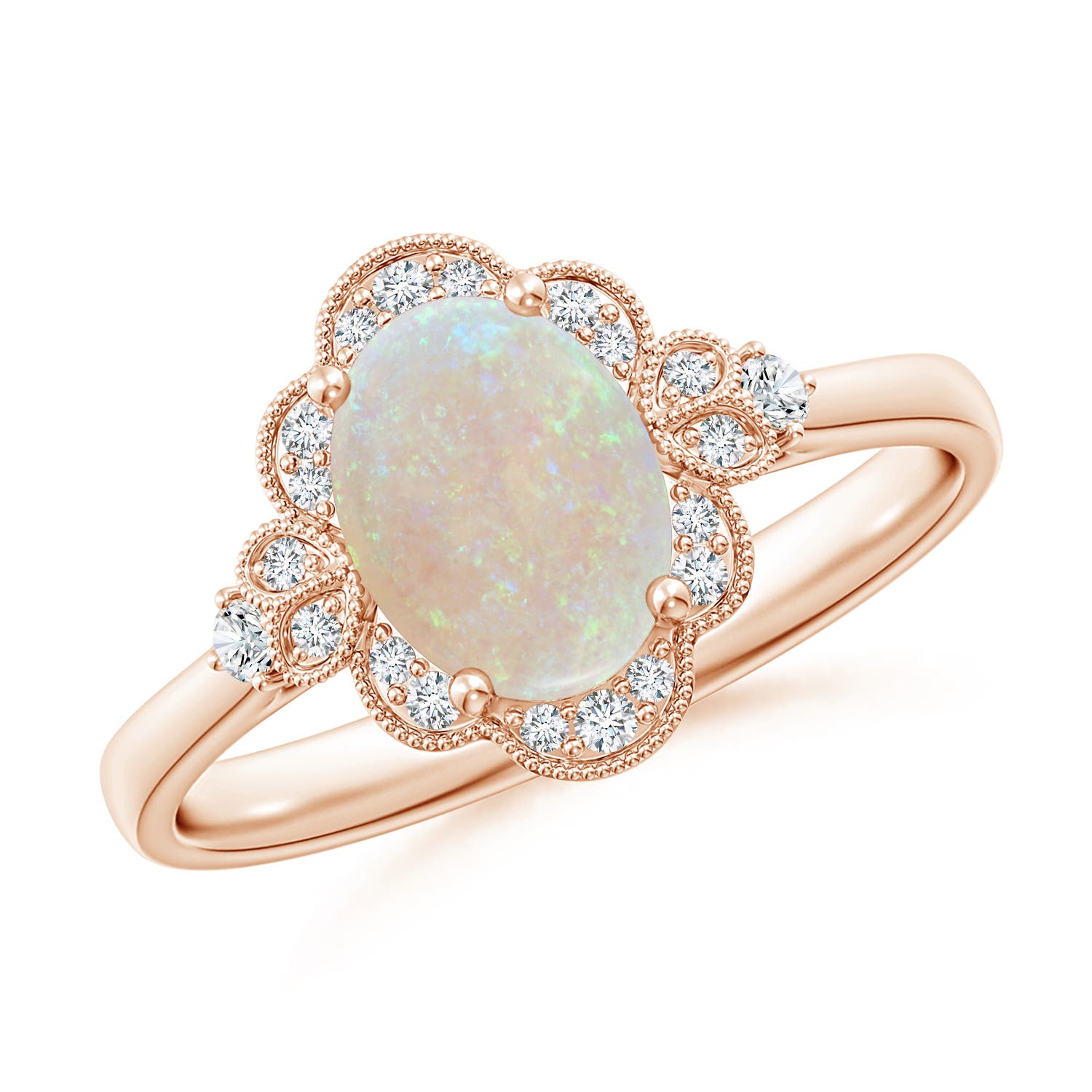ANGARA Victorian Style Opal and Diamond Engagement Ring (Grade-AA, Size ...
