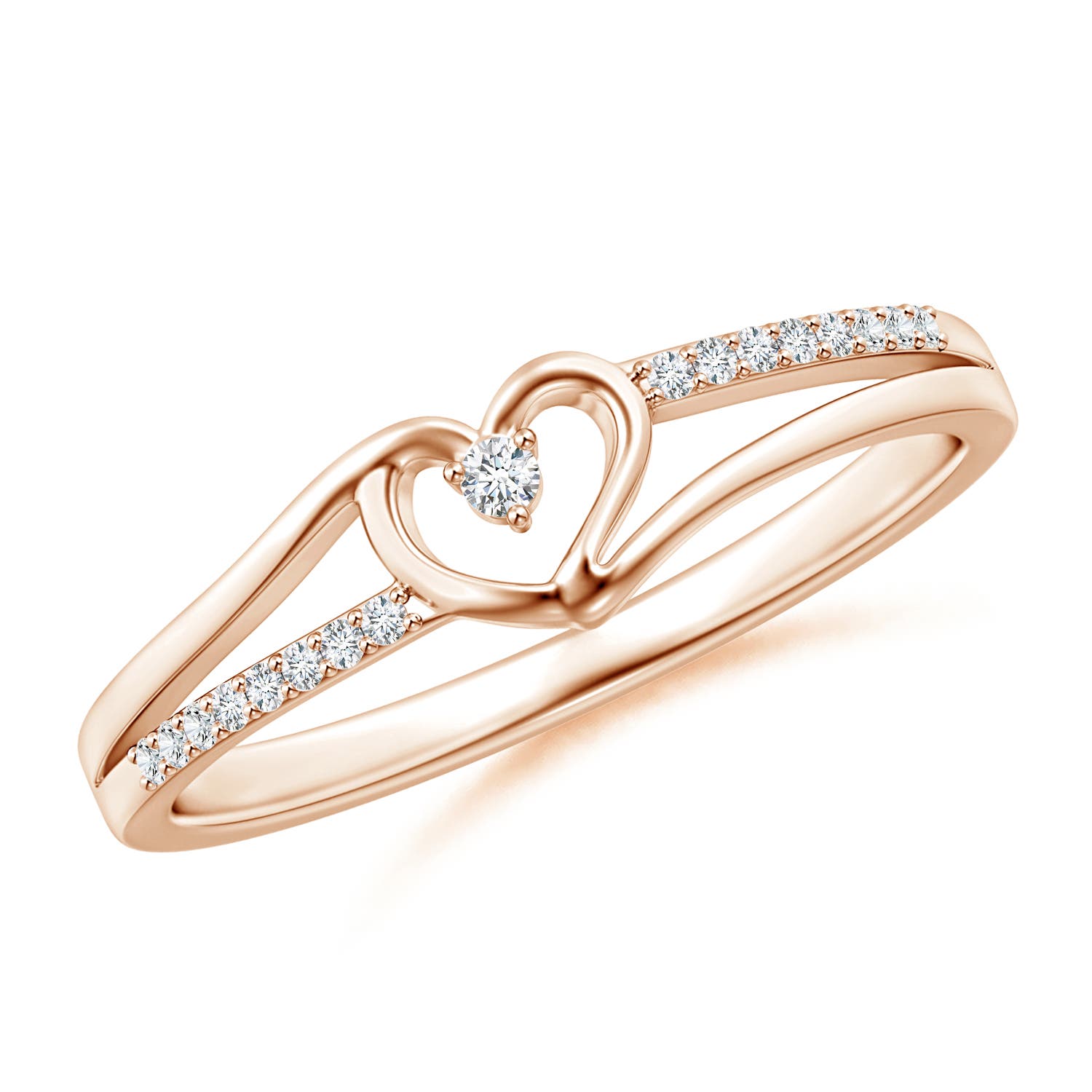 ANGARA 0.08ctw Round Diamond Split Shank Heart Promise Ring in 14K Gold ...