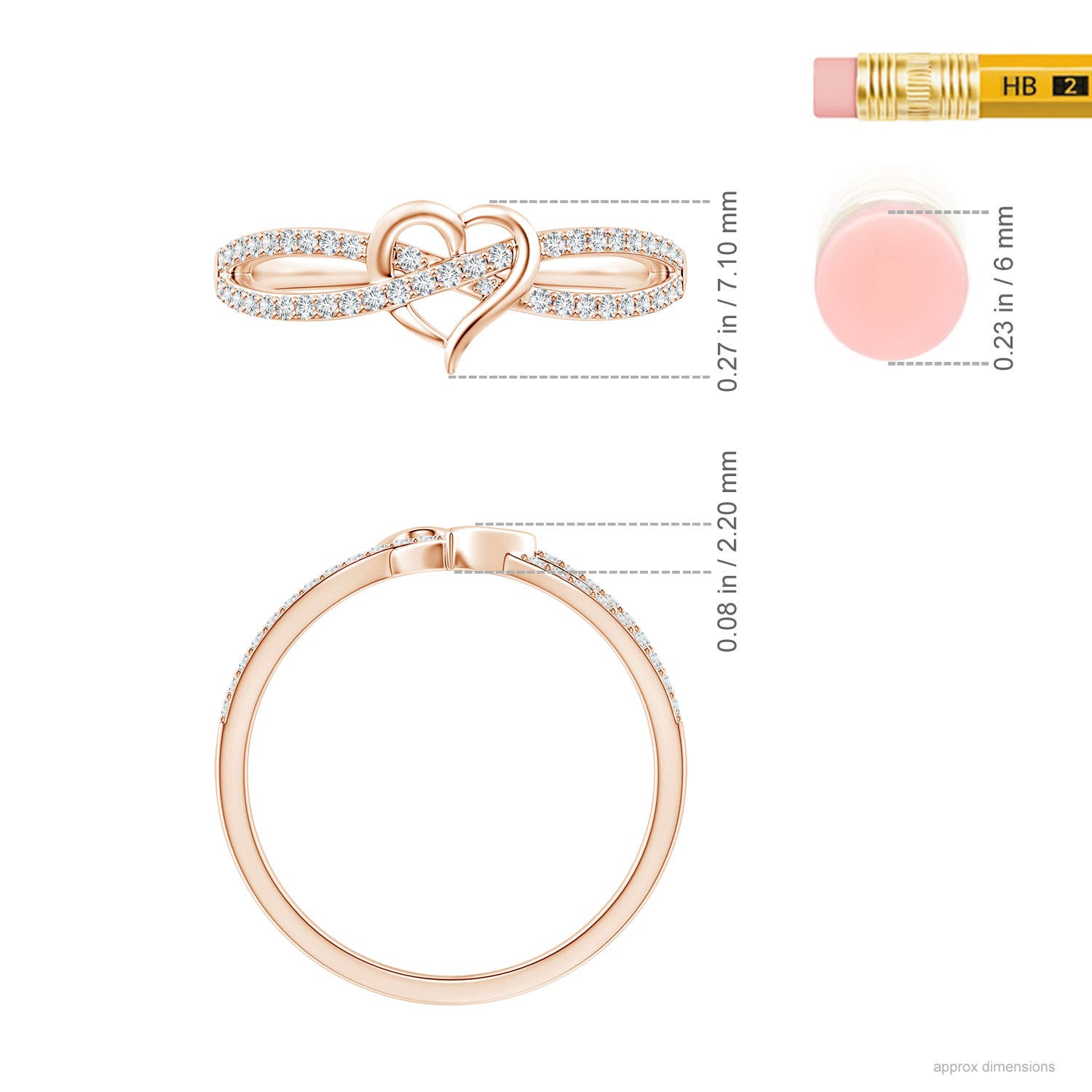 ANGARA Round Diamond Criss Cross Heart Promise Ring for Women in 14K ...