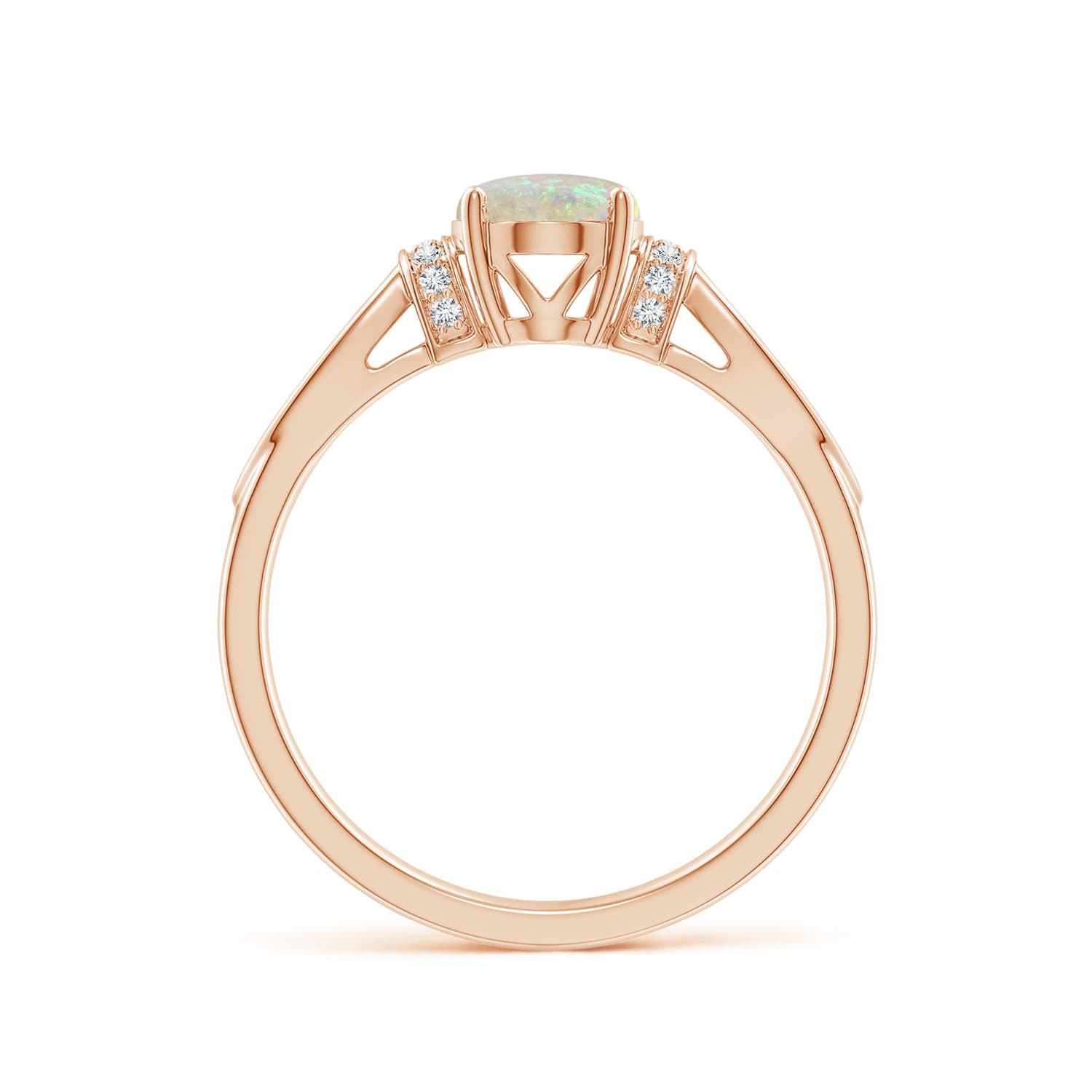 ANGARA Solitaire Opal Split Shank Ring with Diamonds for Women in 14K ...