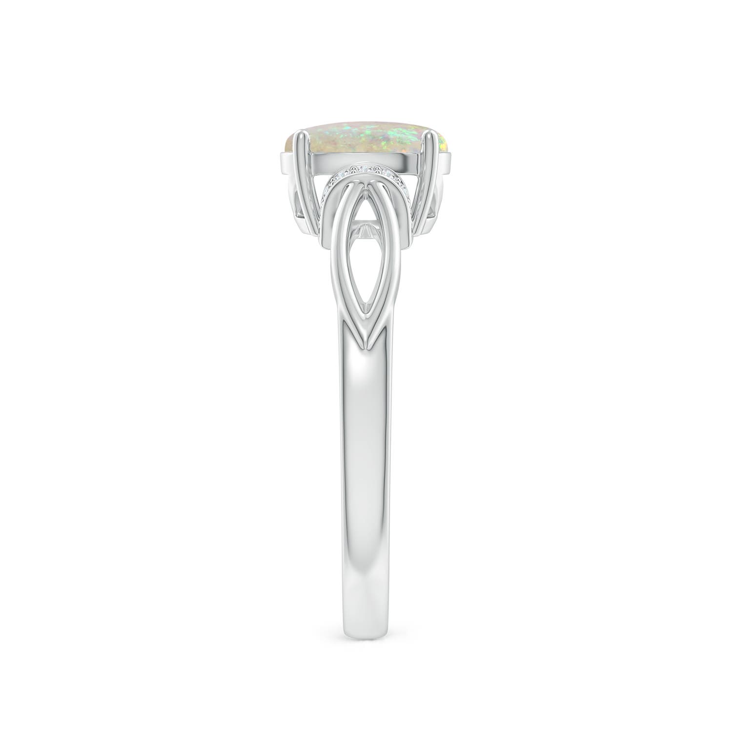 ANGARA Solitaire Opal Split Shank Ring with Diamonds for Women in 14K ...