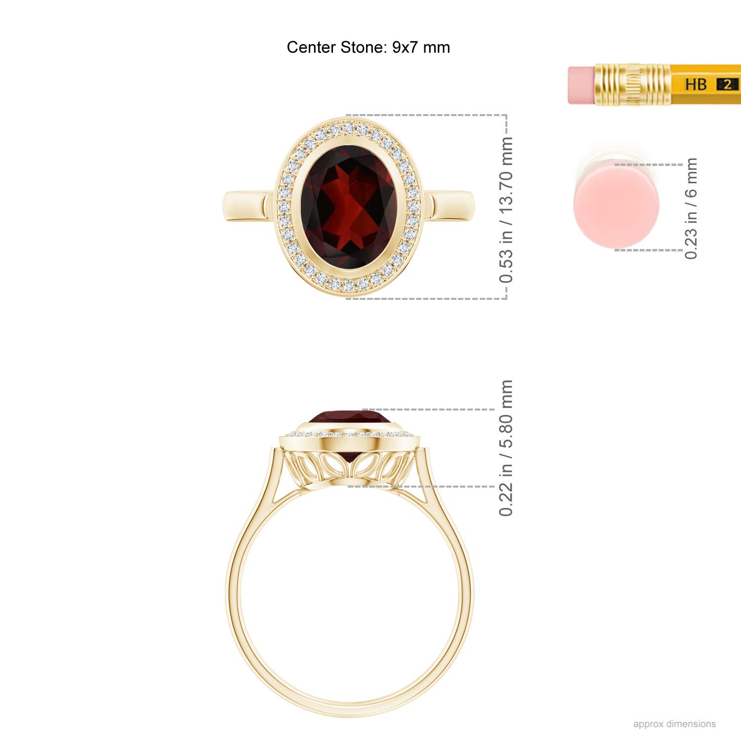 ANGARA Bezel-Set Oval Garnet Ring with Diamond Halo in 14K Gold (AA Size-9x7) | eBay