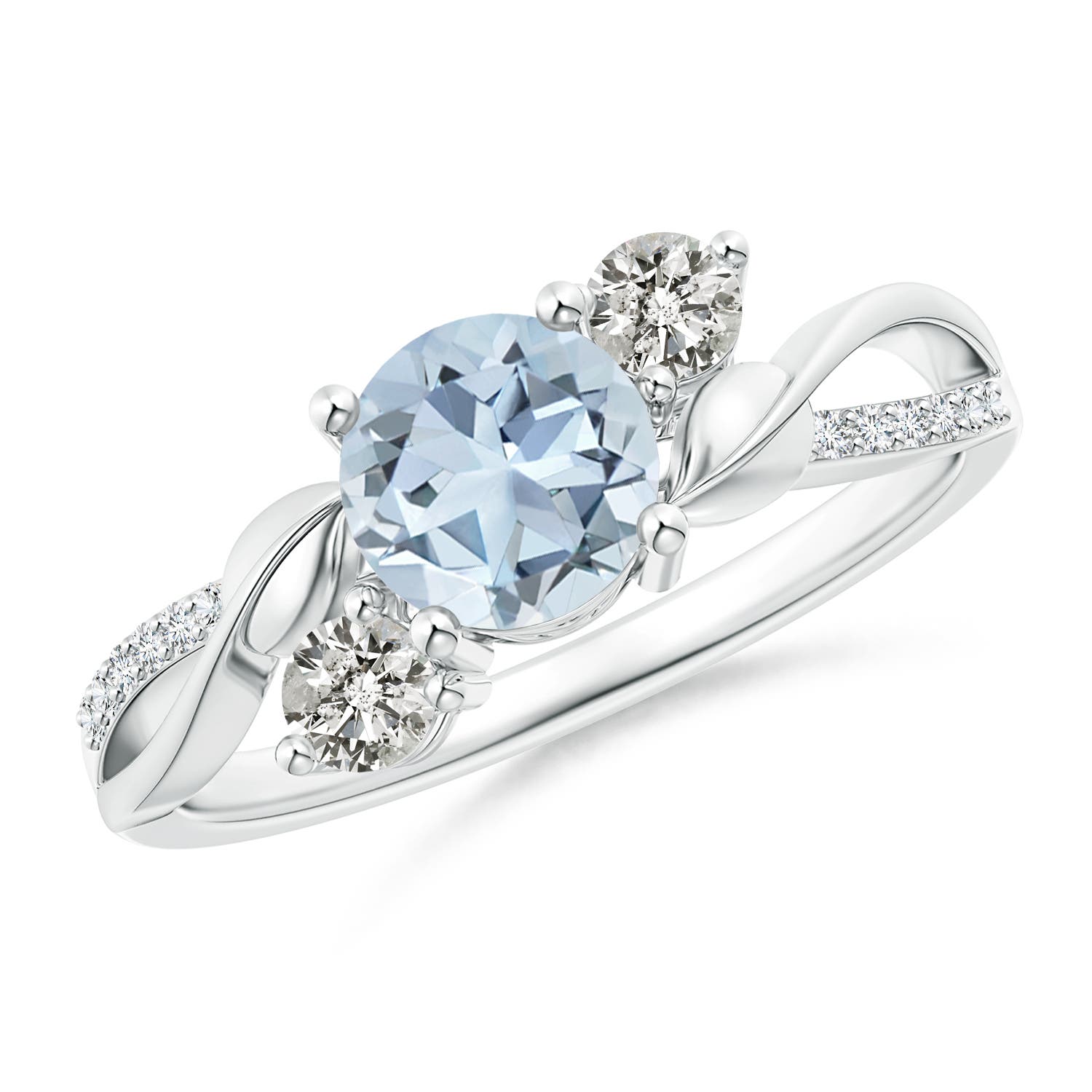 ANGARA Aquamarine and Diamond Twisted Vine Ring for Women in 14K Solid ...
