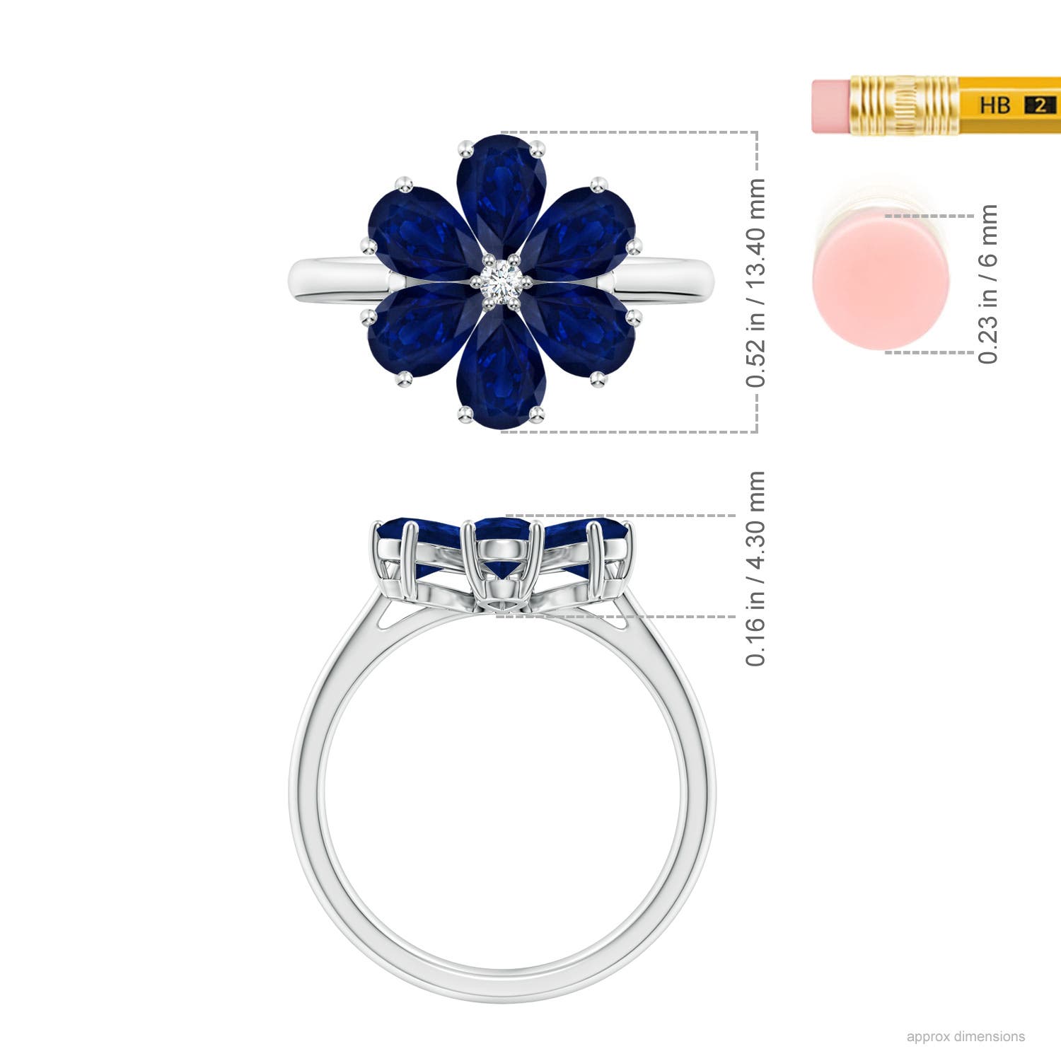 ANGARA Nature Inspired Blue Sapphire & Diamond Flower Ring for Women in ...