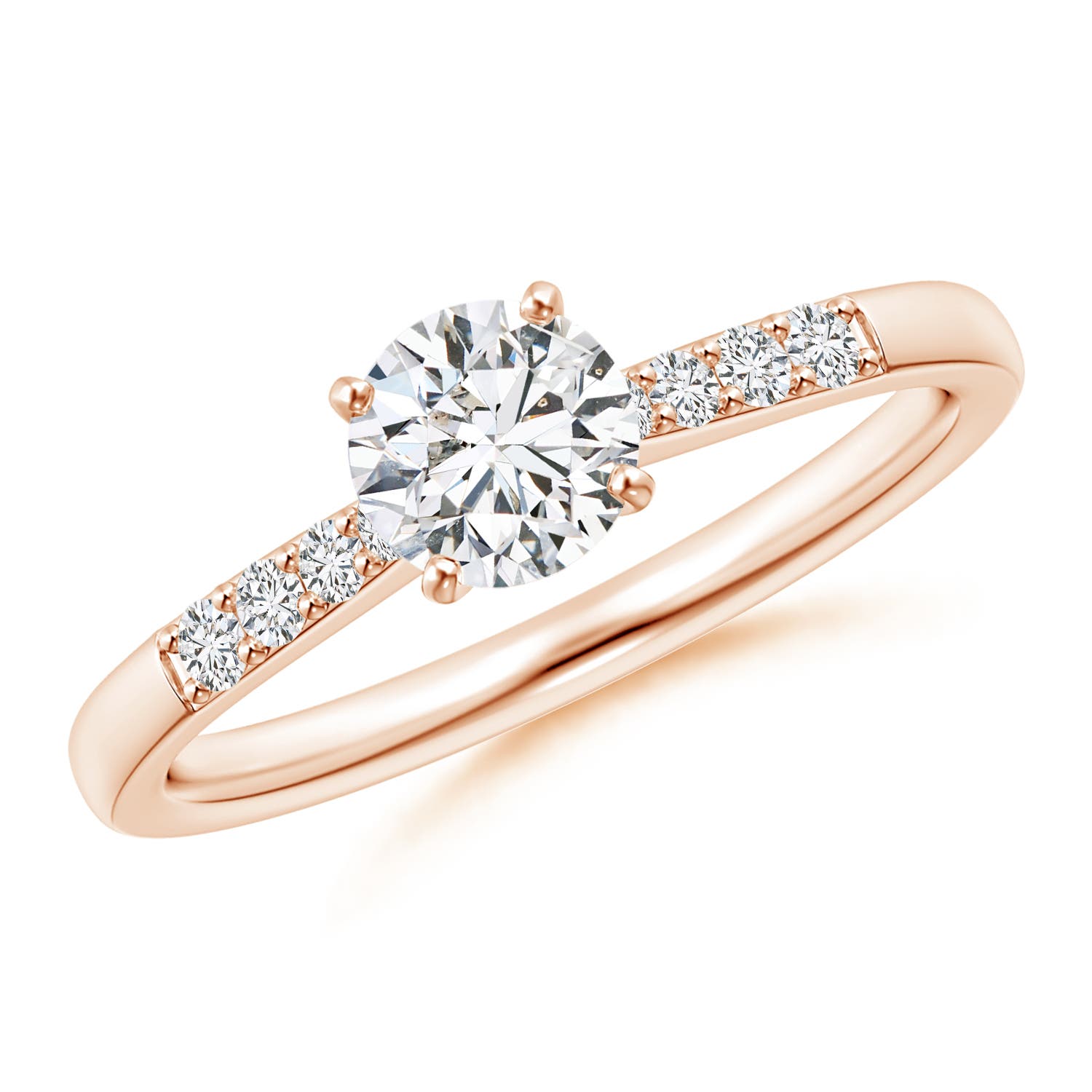 Solitaire Diamond Tapered Shank Engagement Ring with Accents | Angara
