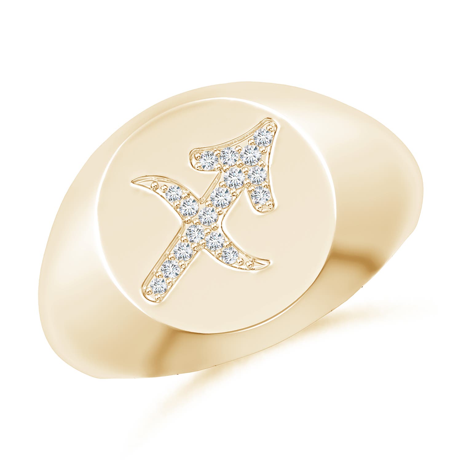 Diamond Sagittarius Zodiac Sign Signet Ring