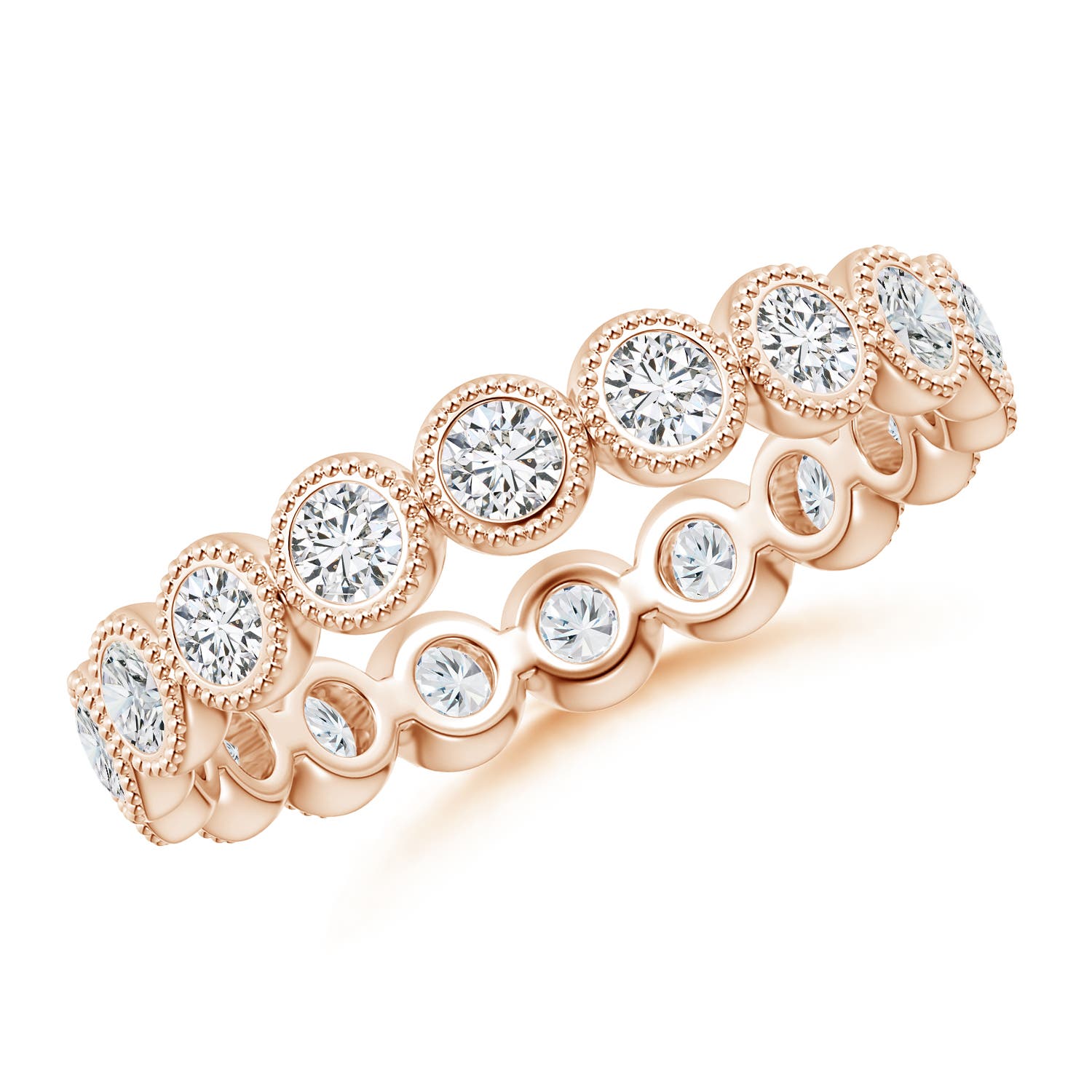 Milgrain Bezel-set Diamond Eternity Wedding Band | Angara