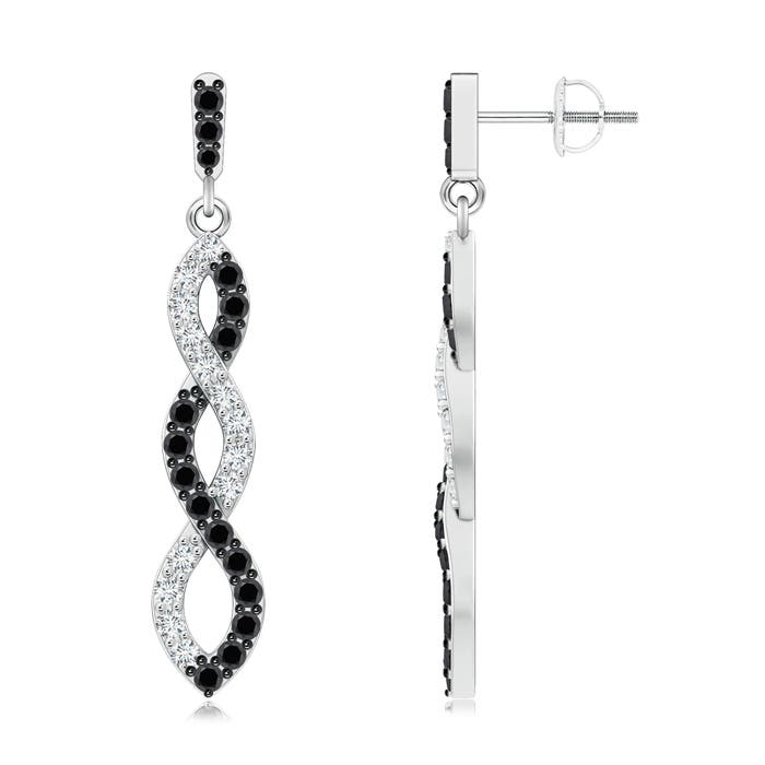 White and Black Diamond Infinity Dangle Earrings | Angara