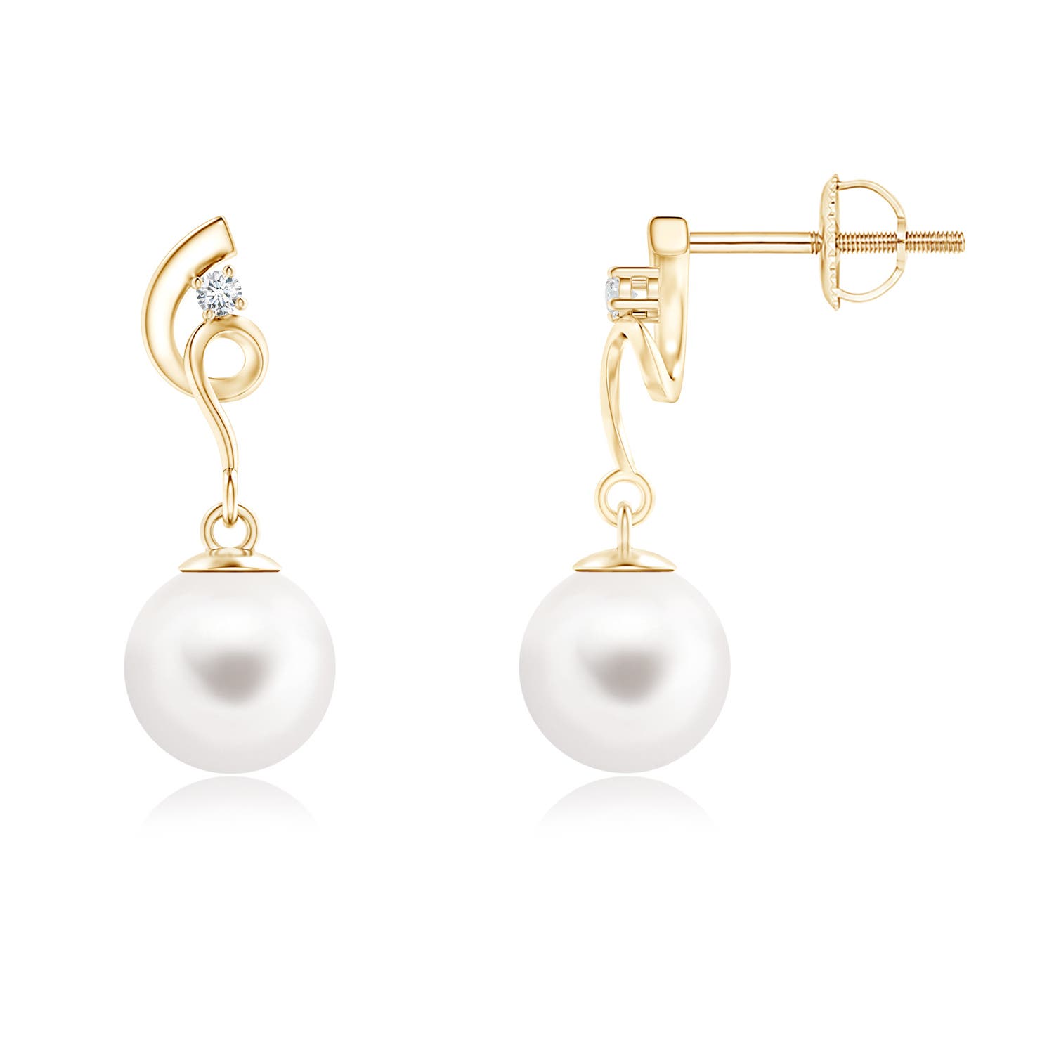 ANGARA Freshwater Cultured Pearl Drop Earrings in 14k Solid Gold (AA, 7mm) | eBay