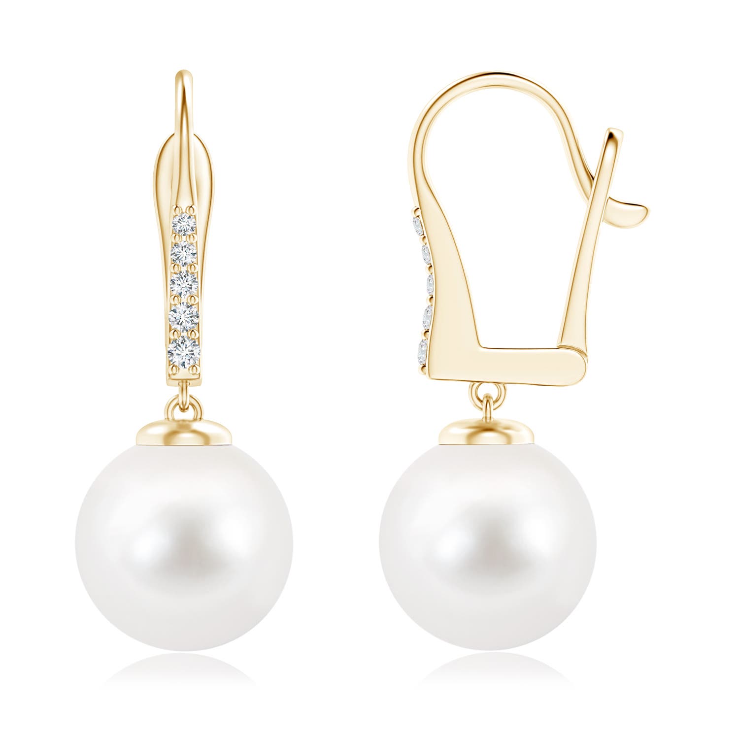 ANGARA Freshwater Cultured Pearl Round Drop Earrings with Diamond in 14K Gold | eBay