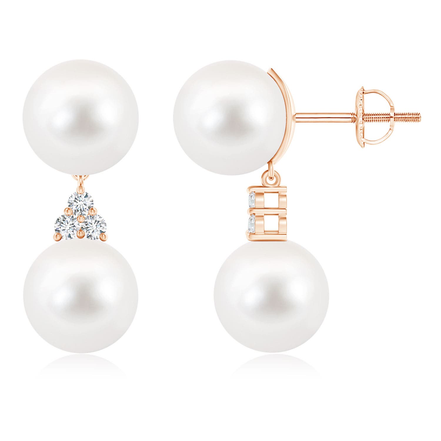 ANGARA Freshwater Pearl Two Stone Earrings in 14k Solid Gold (Grade-AA, 10MM) | eBay