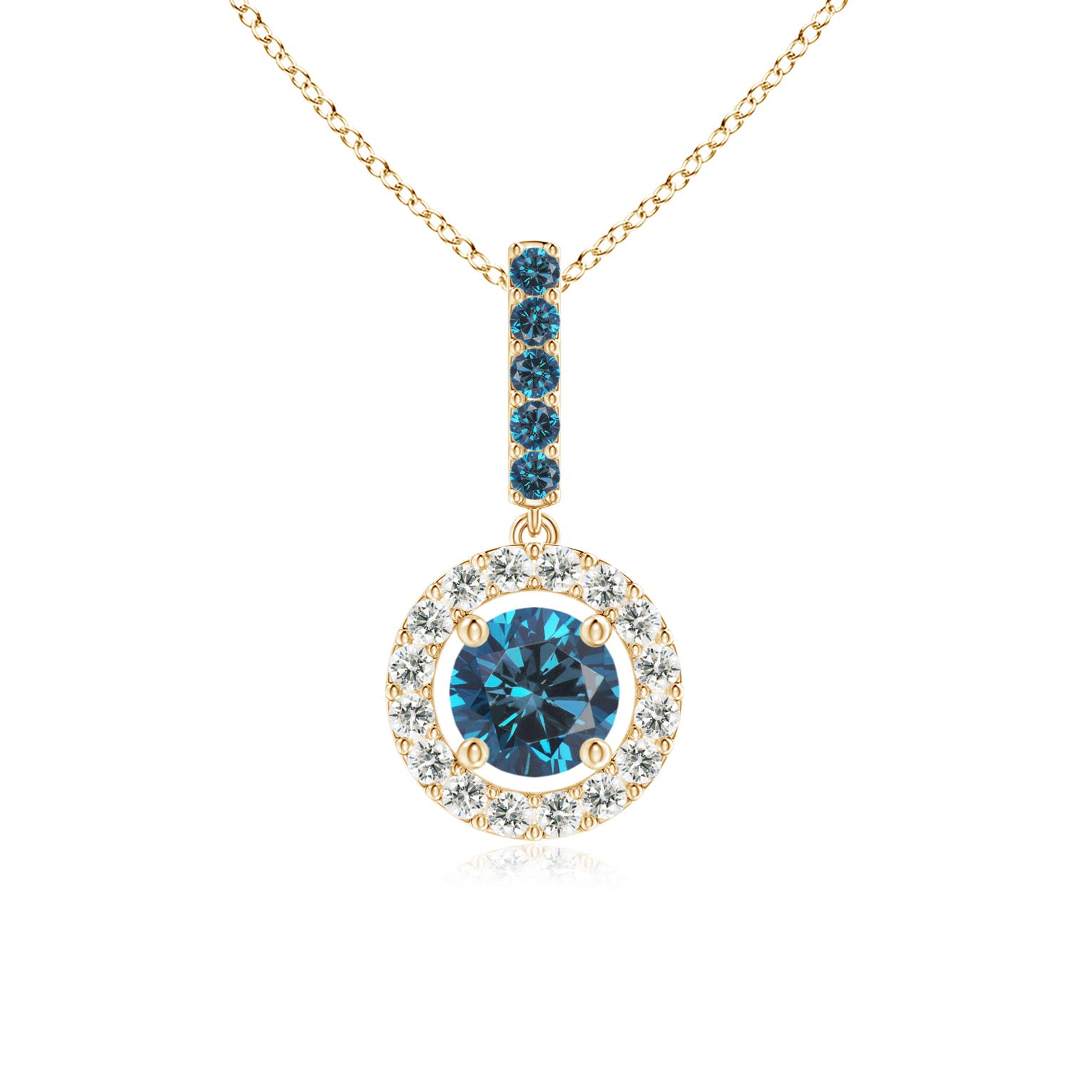 Round Blue Diamond Floating Halo Pendant | Angara