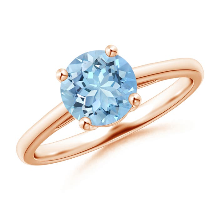 Classic Prong-Set Round Aquamarine Solitaire Ring | Angara
